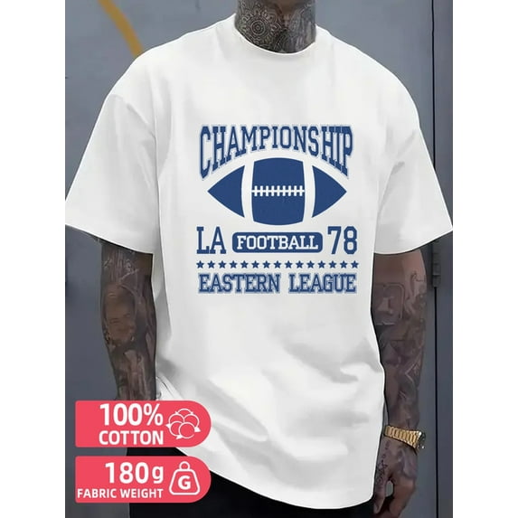 Championship Football men white 180G 100% Cotton fun and playful,cool T ...