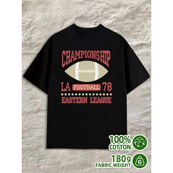 Championship LA Football men's black 180G 100% Cotton Regular fit ...