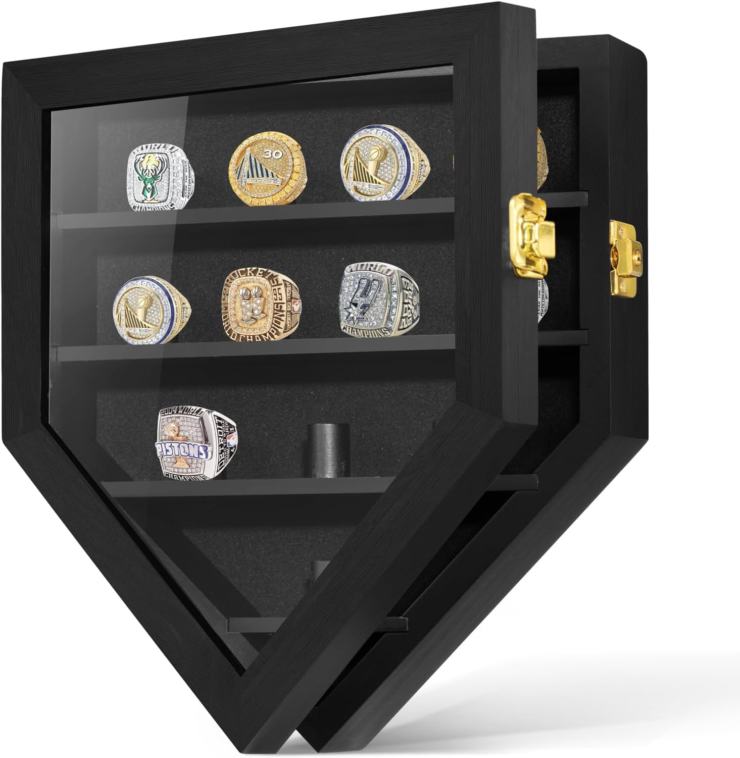 Championship Ring Display Case, 12 Ring Posts Ring Display Case Wooden ...