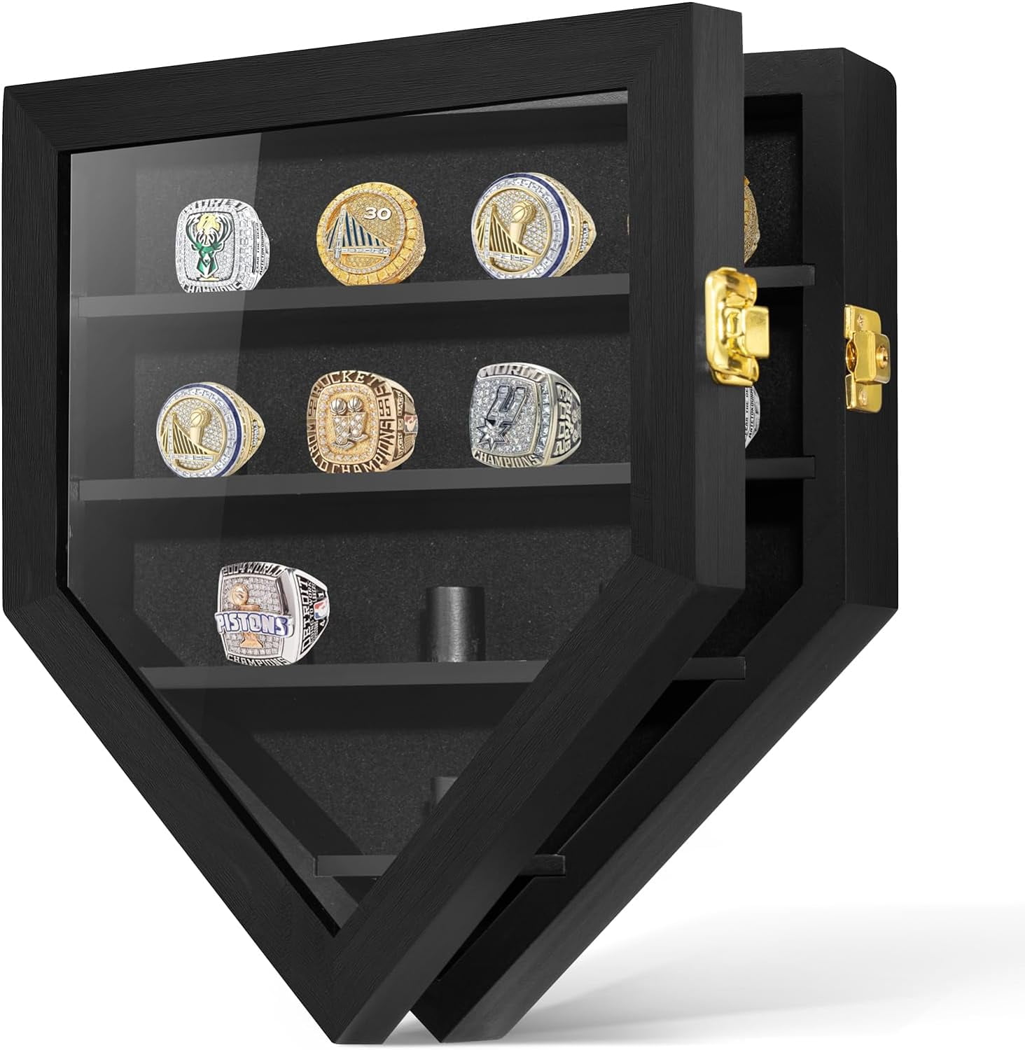 Championship Ring Display Case, 12 Ring Posts Sports Ring Display Case ...