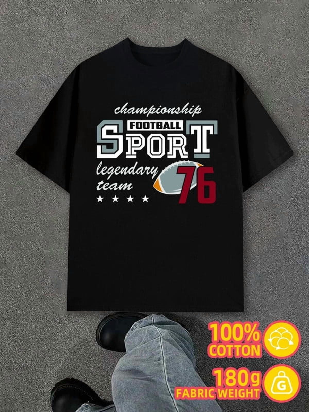 Championship Sport Tee mens black 180G 100% Cotton perfect for summer ...
