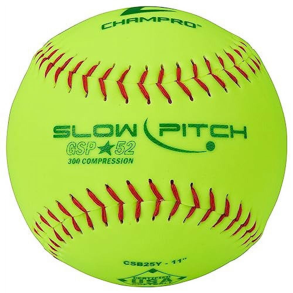 Champro ASA 11" Slow Pitch Softballs with Durahide Cover and .52 COR ...