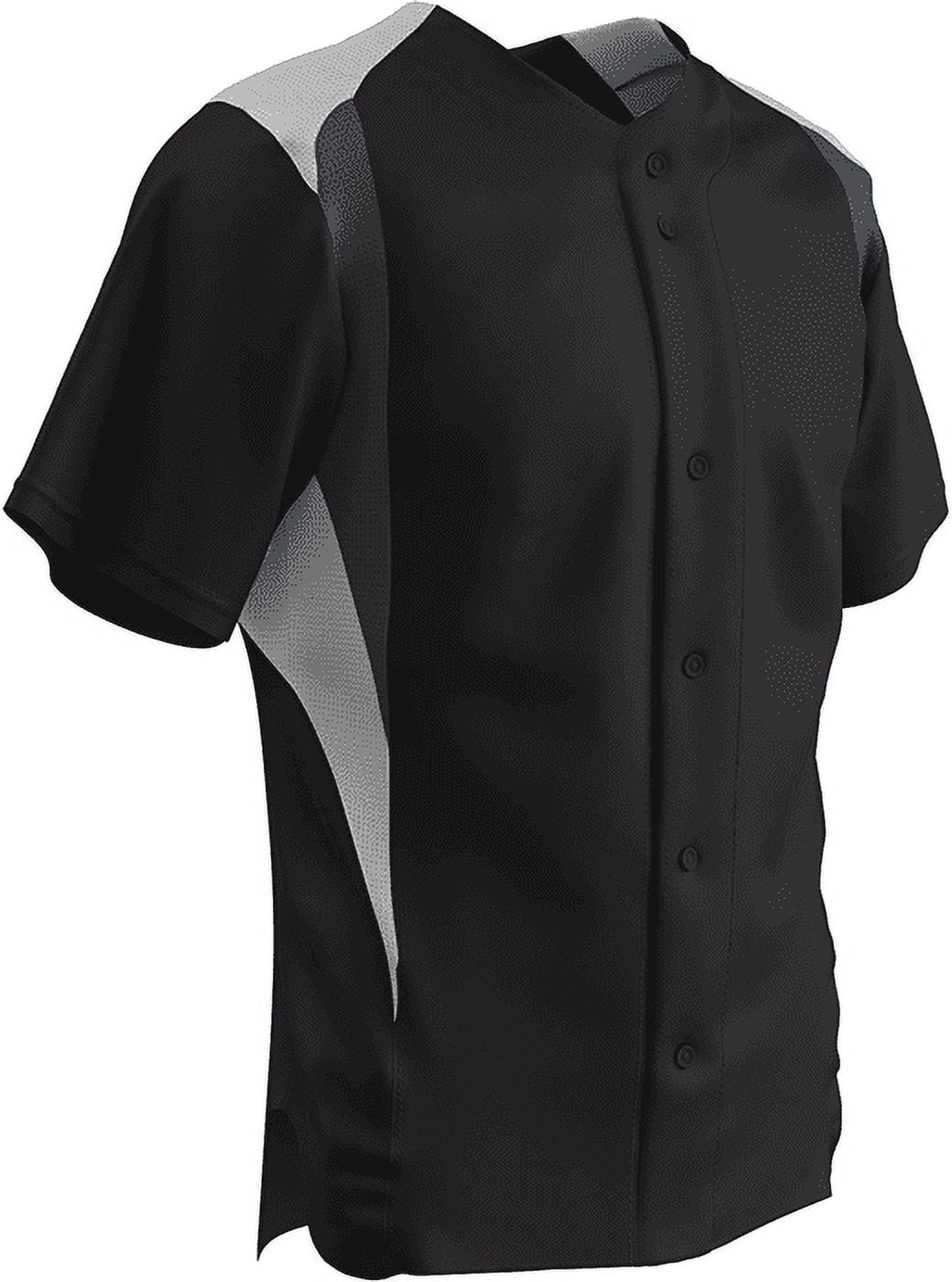 Champro Bull Pen Full-Button Baseball Jersey Black w/ Black and White Highlights - Walmart.com