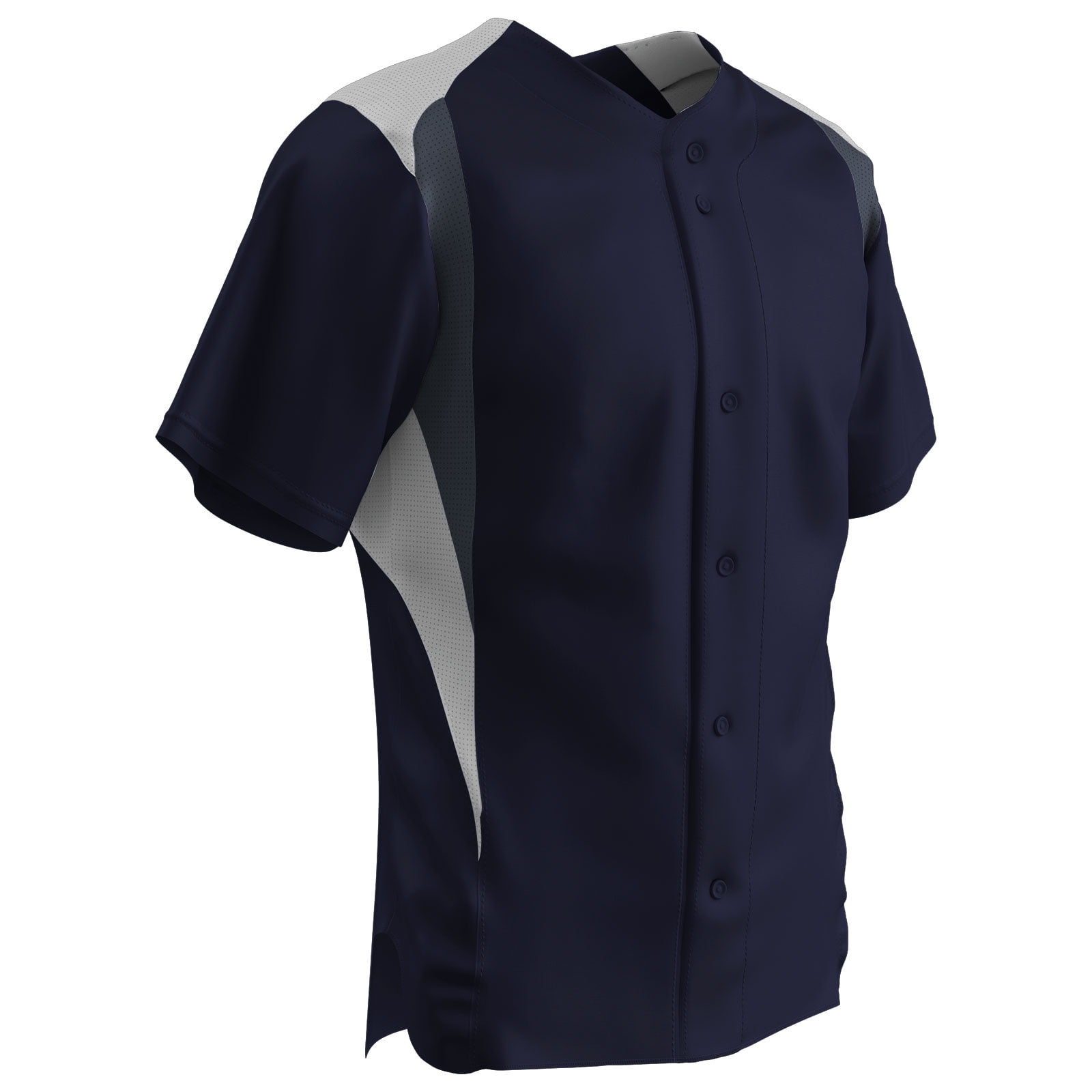 Champro Bull Pen Full-Button Baseball Jersey Navy w/ Black and White Highlights - Walmart.com