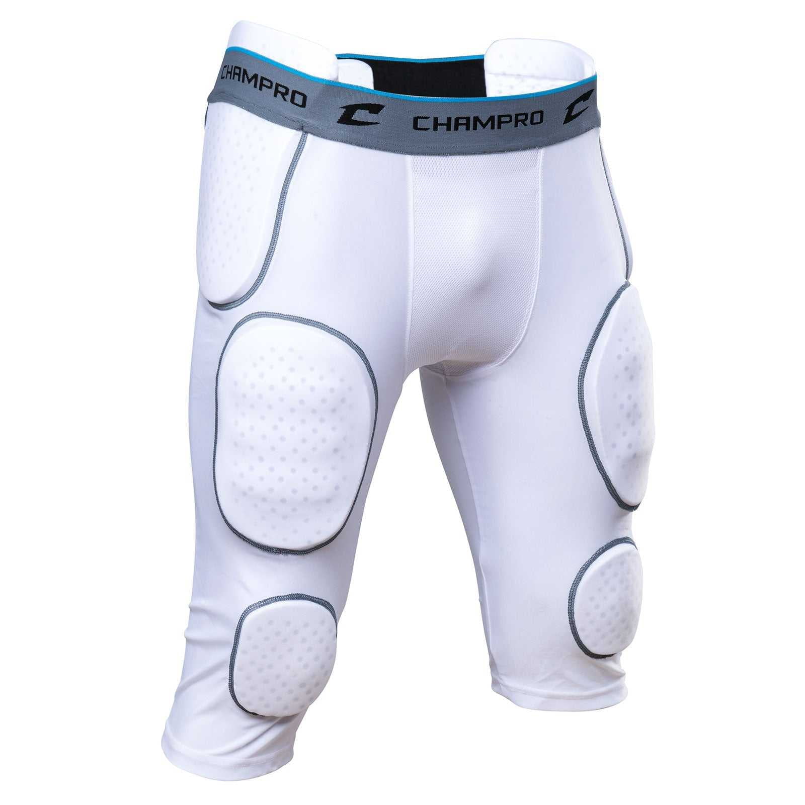 Champro Formation 7-Pad Integrated Football Girdle White Grey Trim ...