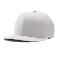 Solid Plain Style Flatbill Snapback Hat Cap, White, One Size Fits All ...