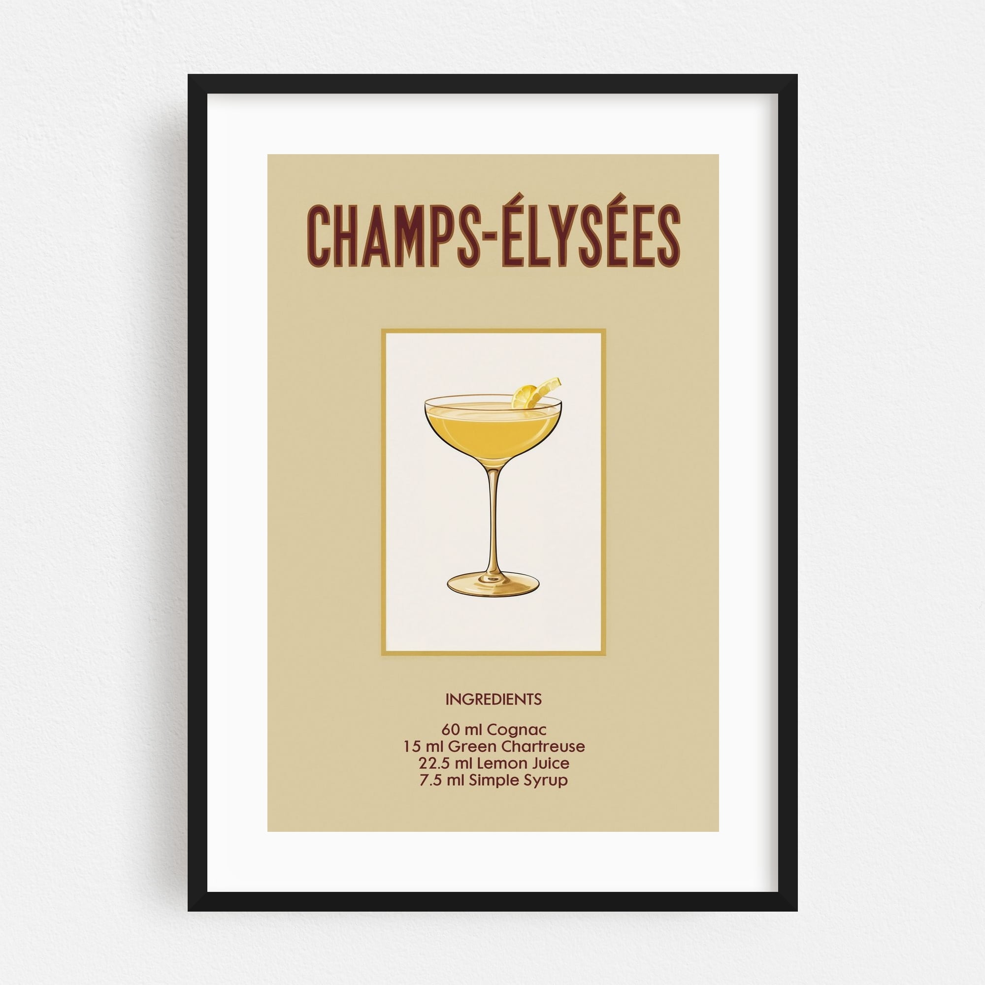 Champs Elysées - Illustration Cocktail Vintage Poster Typography ...