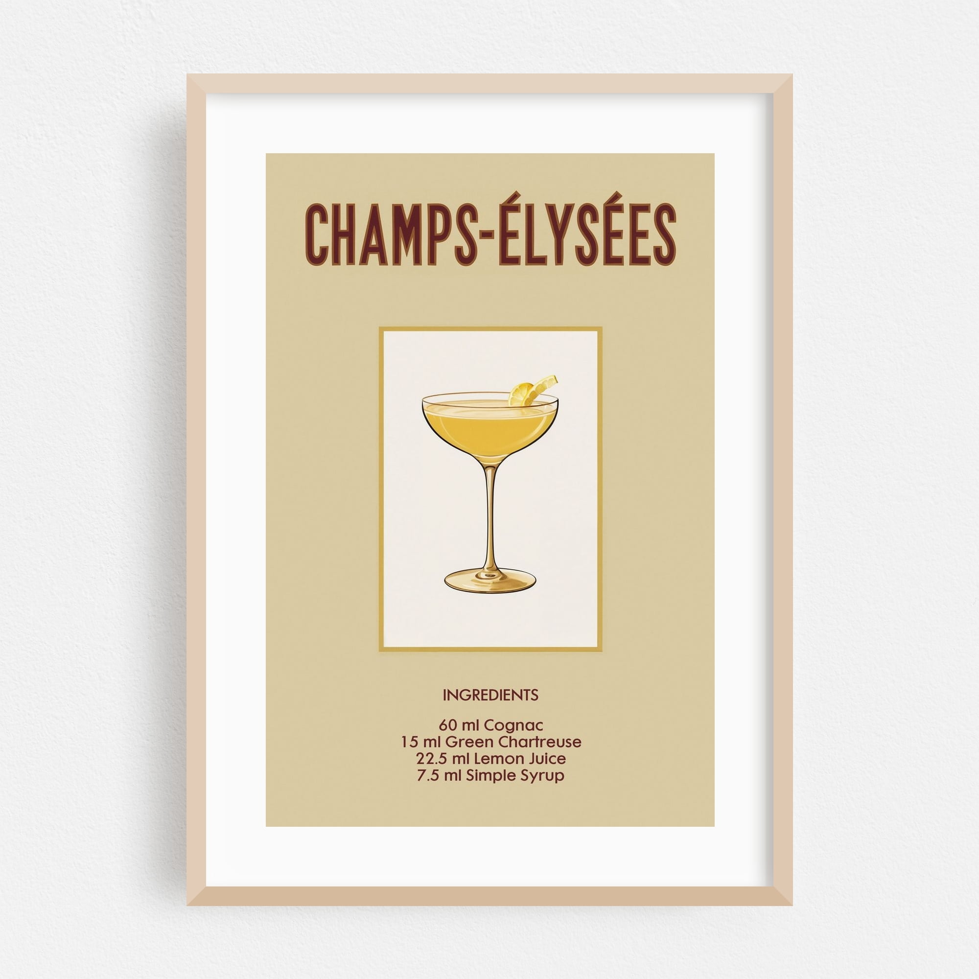 Champs Elysées - Illustration Cocktail Vintage Poster Typography ...
