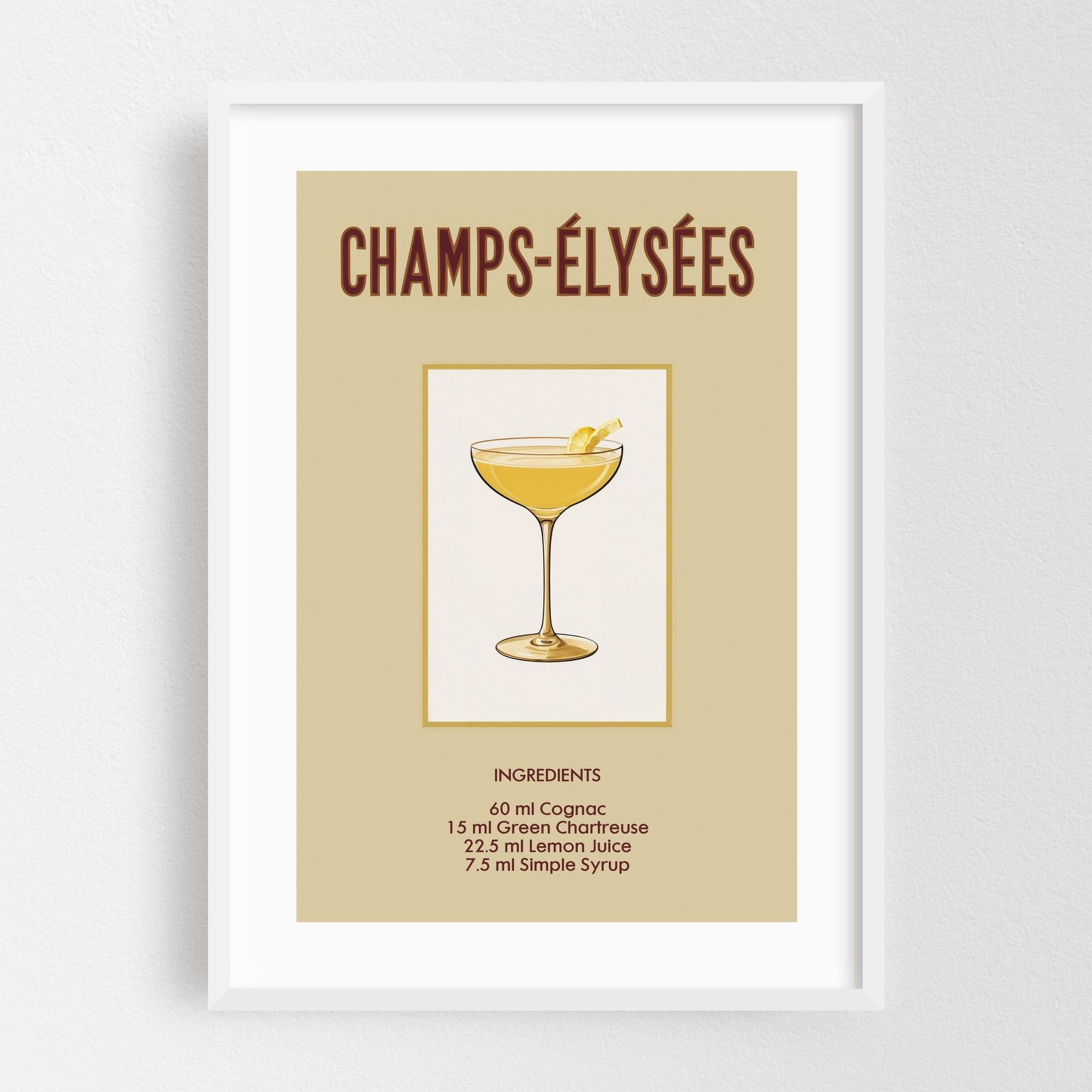 Champs Elysées - Illustration Cocktail Vintage Poster Typography ...