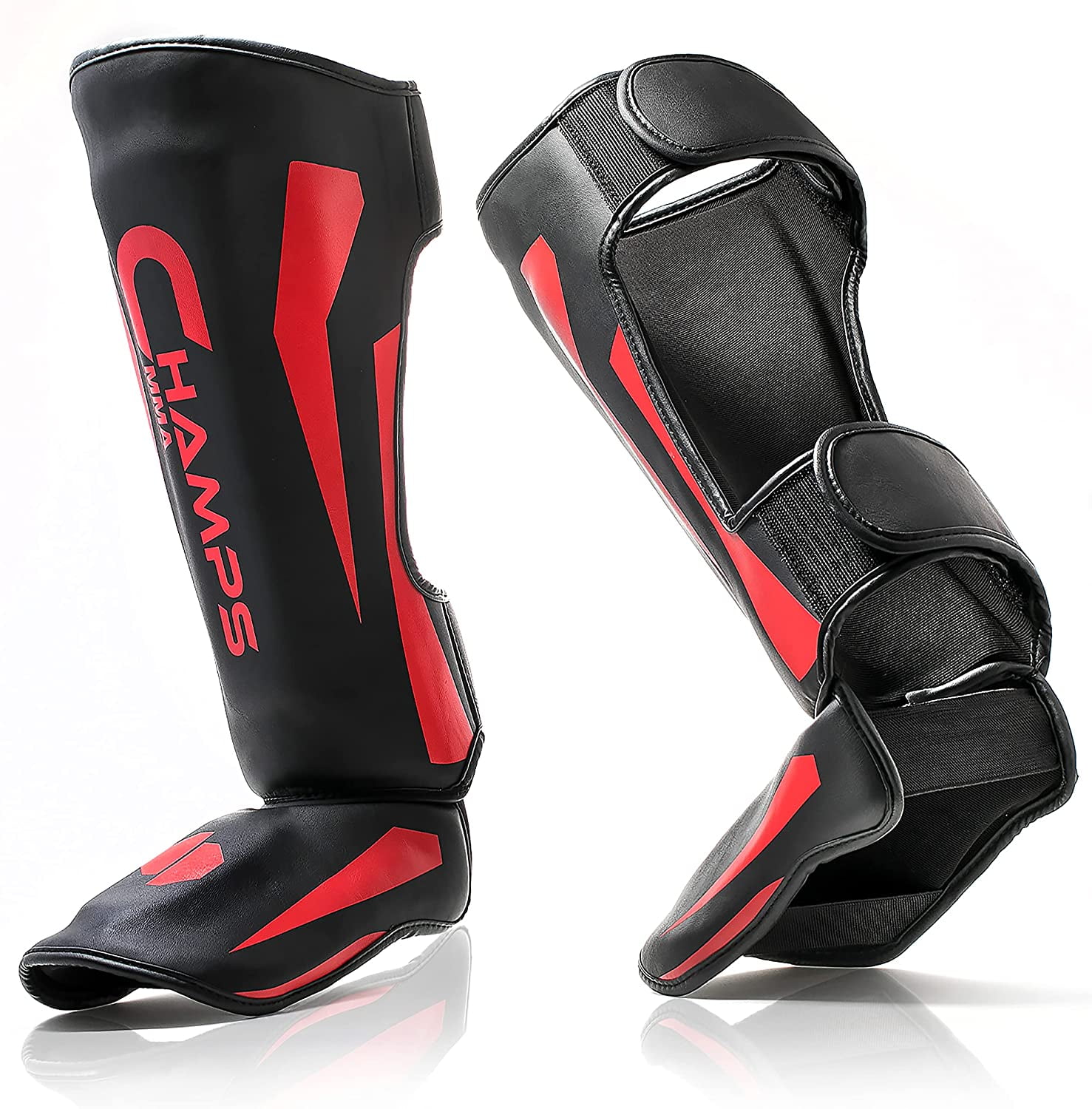 Champs MMA Martial Arts Shin Guards Padded, Adjustable Muay Thai Leg ...