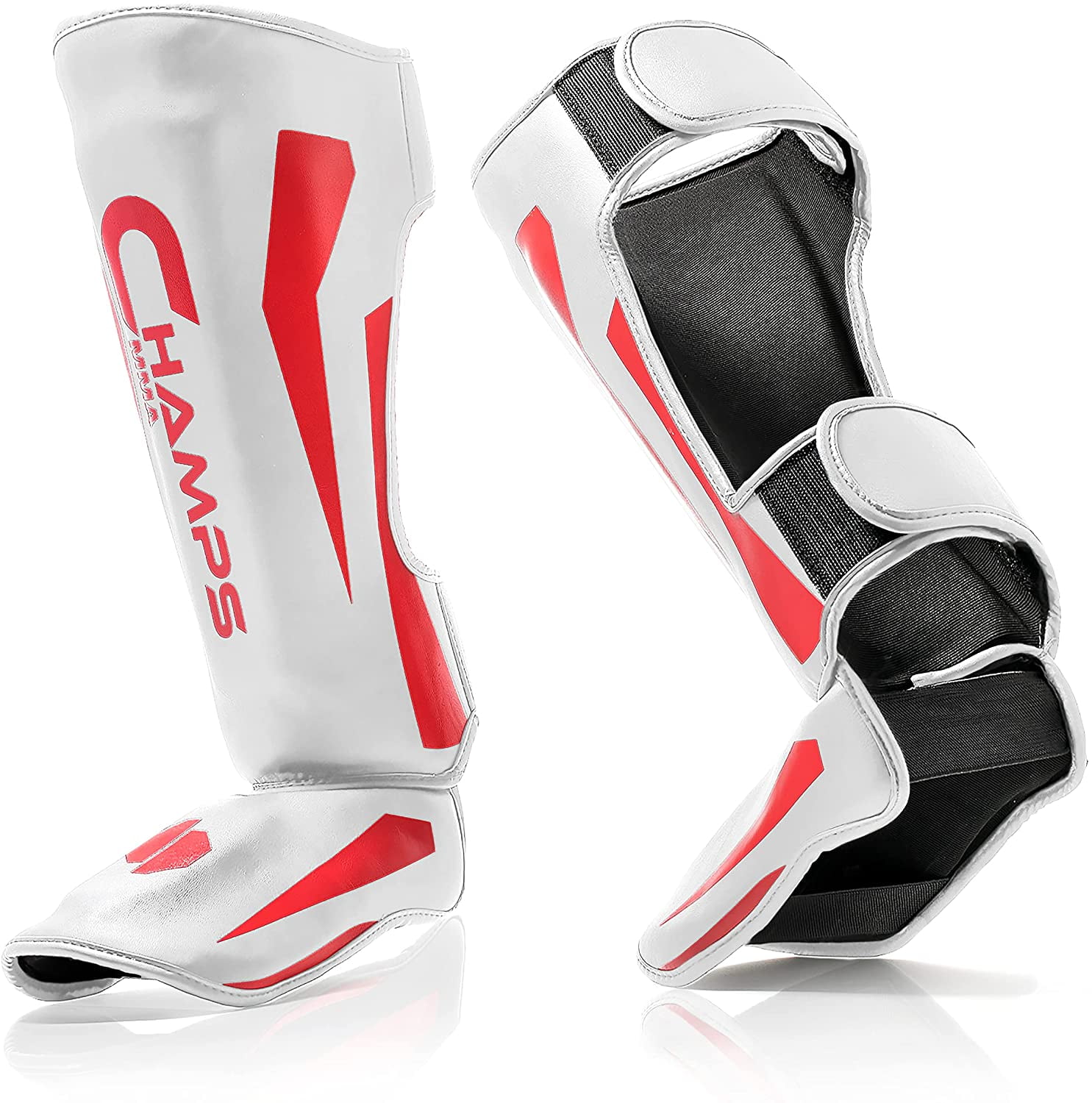 Champs MMA Martial Arts Shin Guards Padded, Adjustable Muay Thai Leg ...
