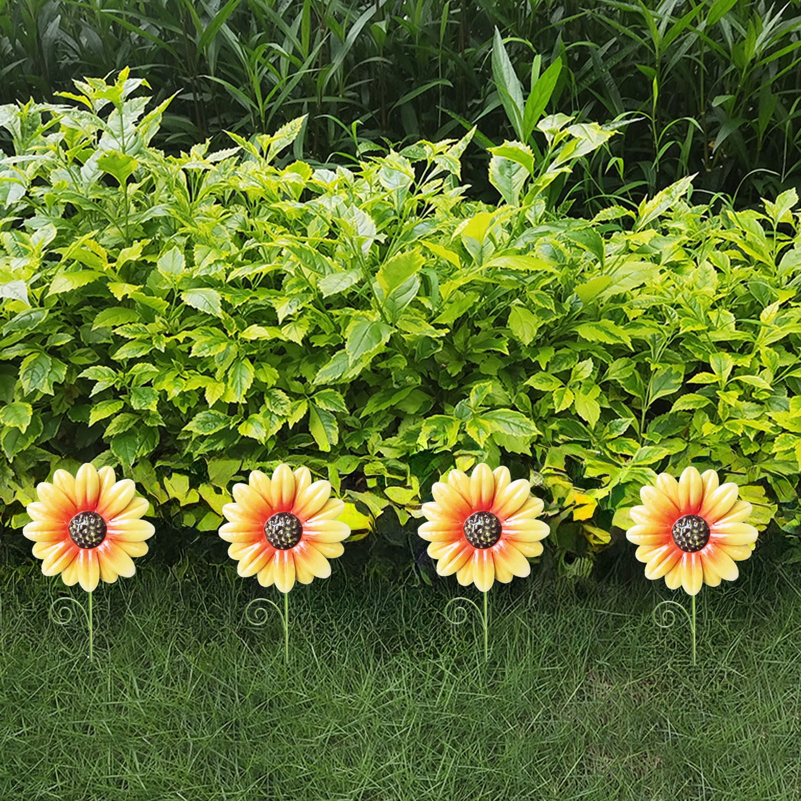 Chanana 11.8" Iron Sunflower Garden Stake - Weatherproof Yard Art Decor ...