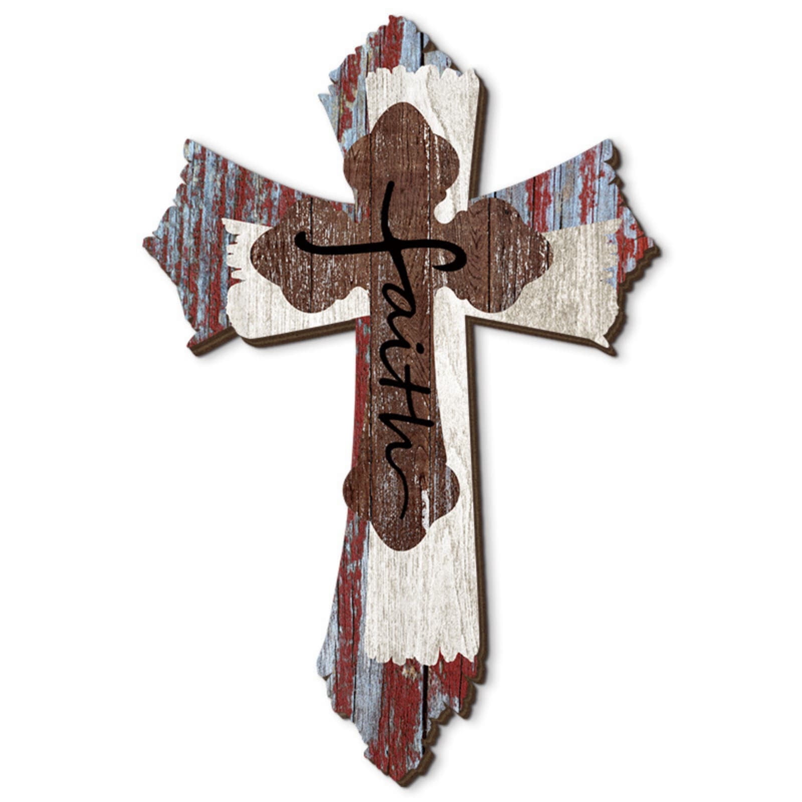 Chanana 11.8" Wooden Christian Wall Cross Religious Decor Art Wood Wall ...