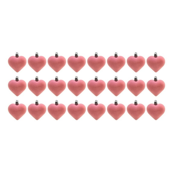Chanana 24Pcs Valentine Heart Shaped Ornaments, Pink Velvet Heart ...