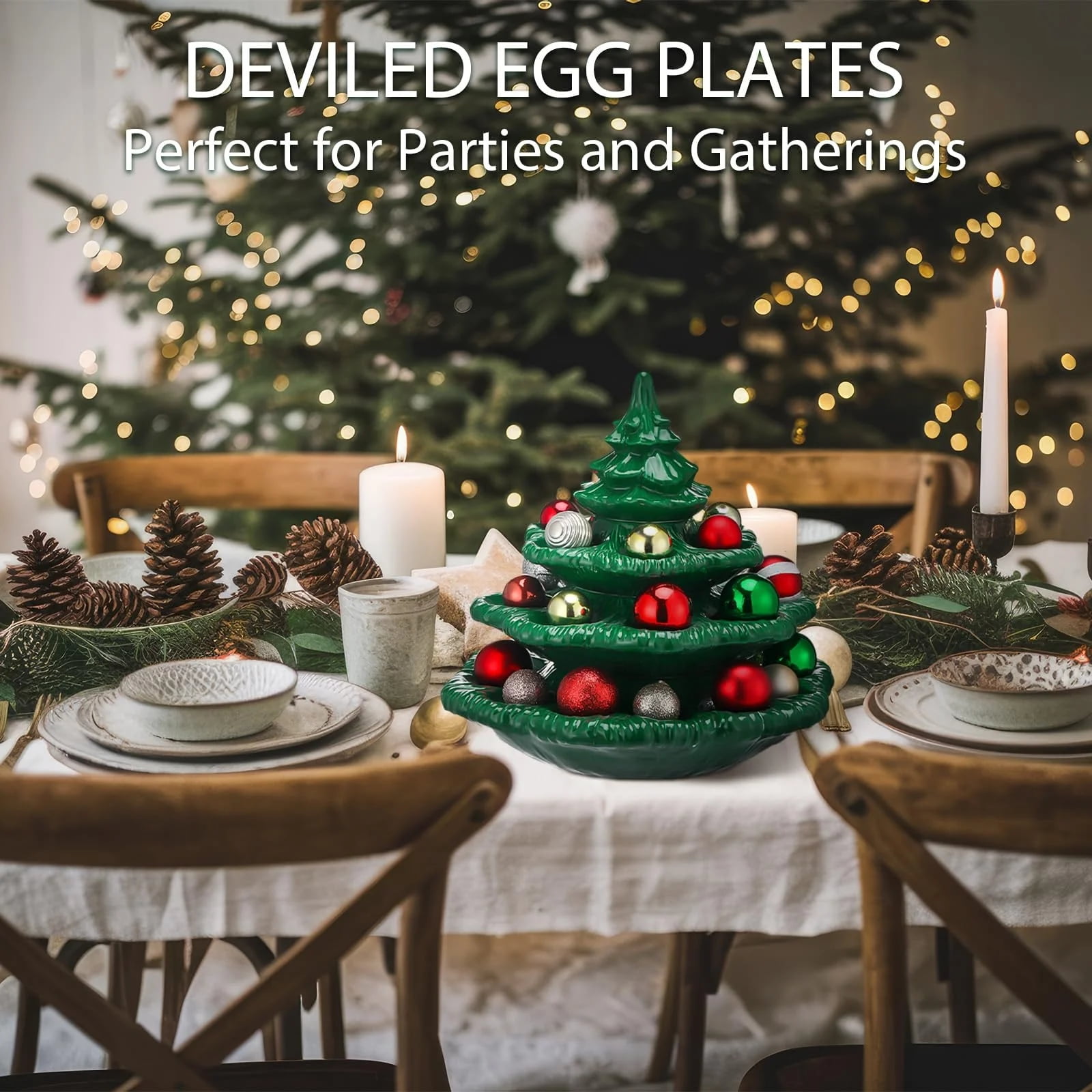Chanana 4 Pcs Christmas Tree Shape Deviled Egg Trays Platters Holds 26 ...