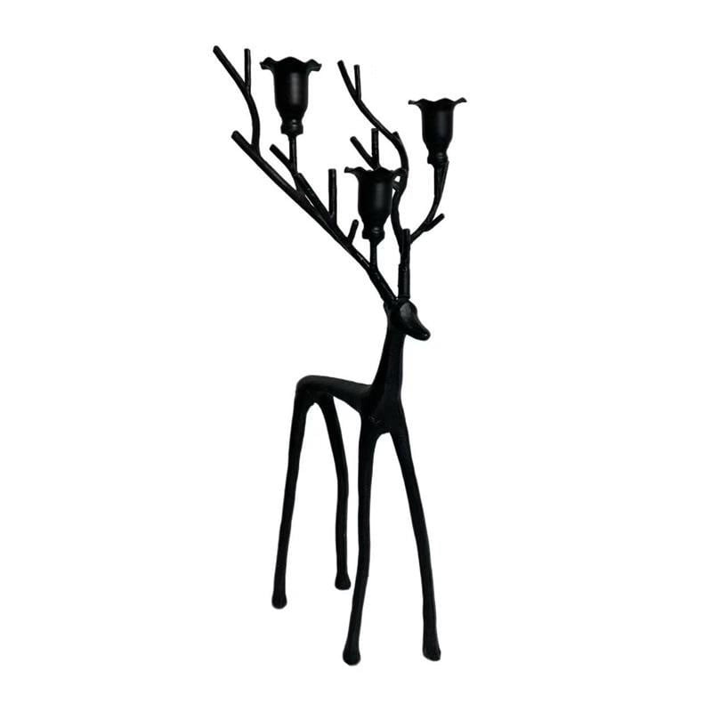 Chanana Black Iron Reindeer Candle Holder Metal Modern Christmas ...