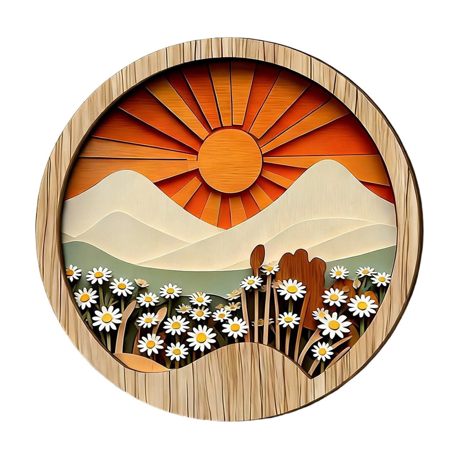 Chanana Boho Wall Art Bohemian Wooden Round Circle Wall Decor Hanging ...