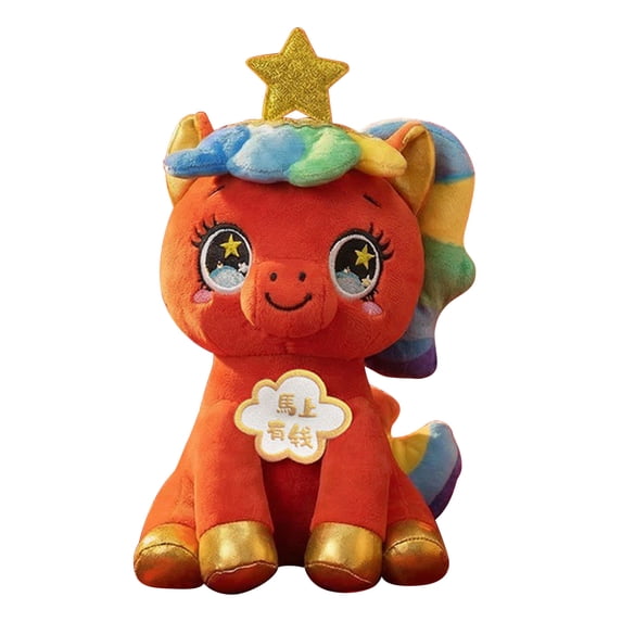 Chanana Chinese New Year Red Horse Plush Toy, Lucky Rainbow Horse ...
