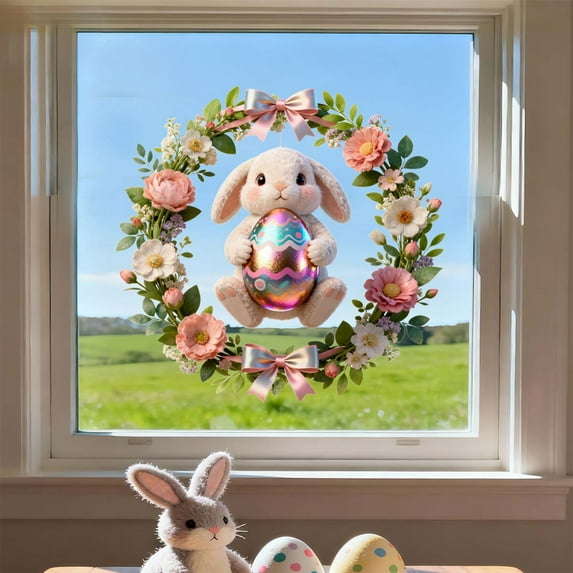 Chanana Happy Easter Wall Stickers Easter Bunny Window Decals Spring ...