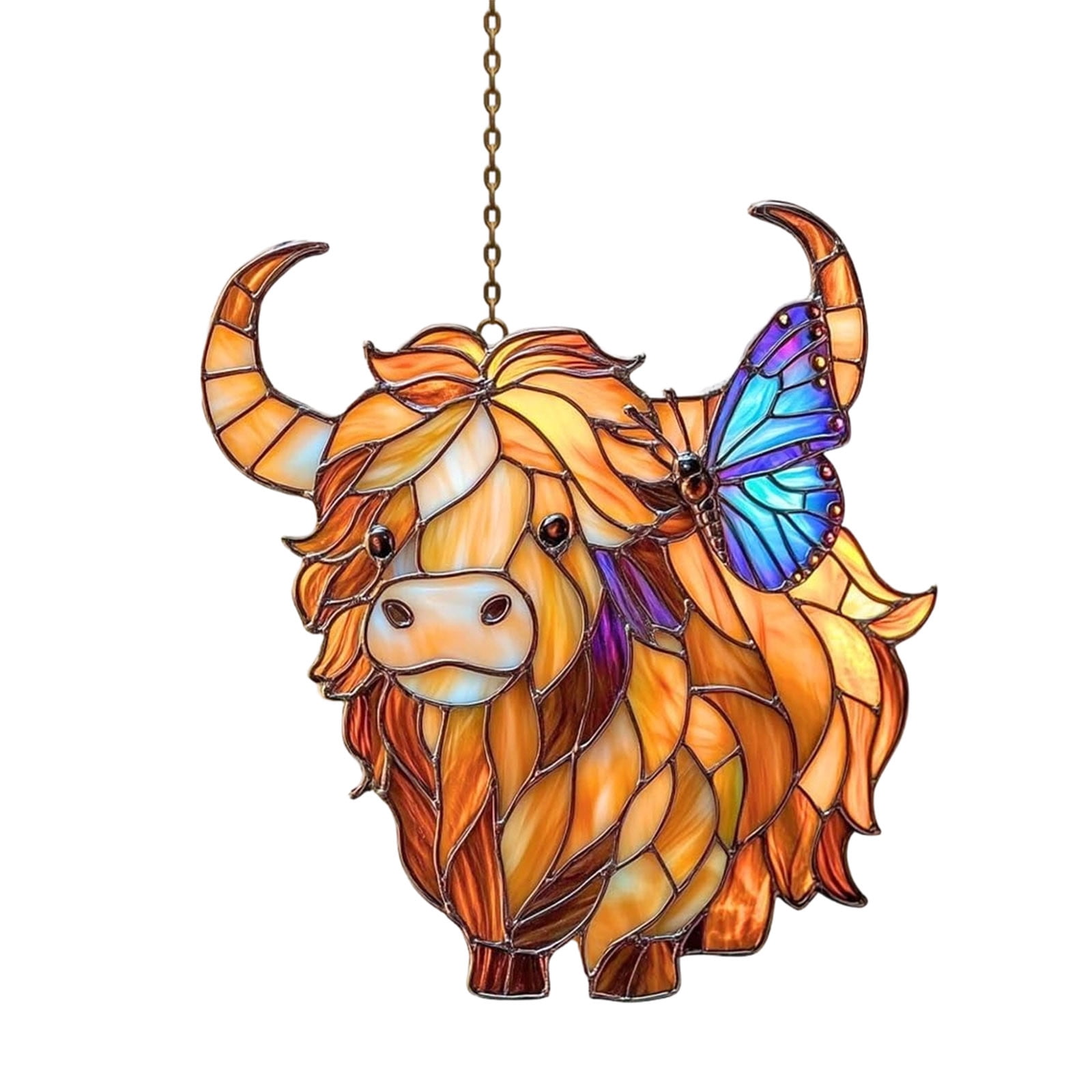 Chanana Highland Cow Art Acrylic Suncatcher Stained Glass Effect Window ...