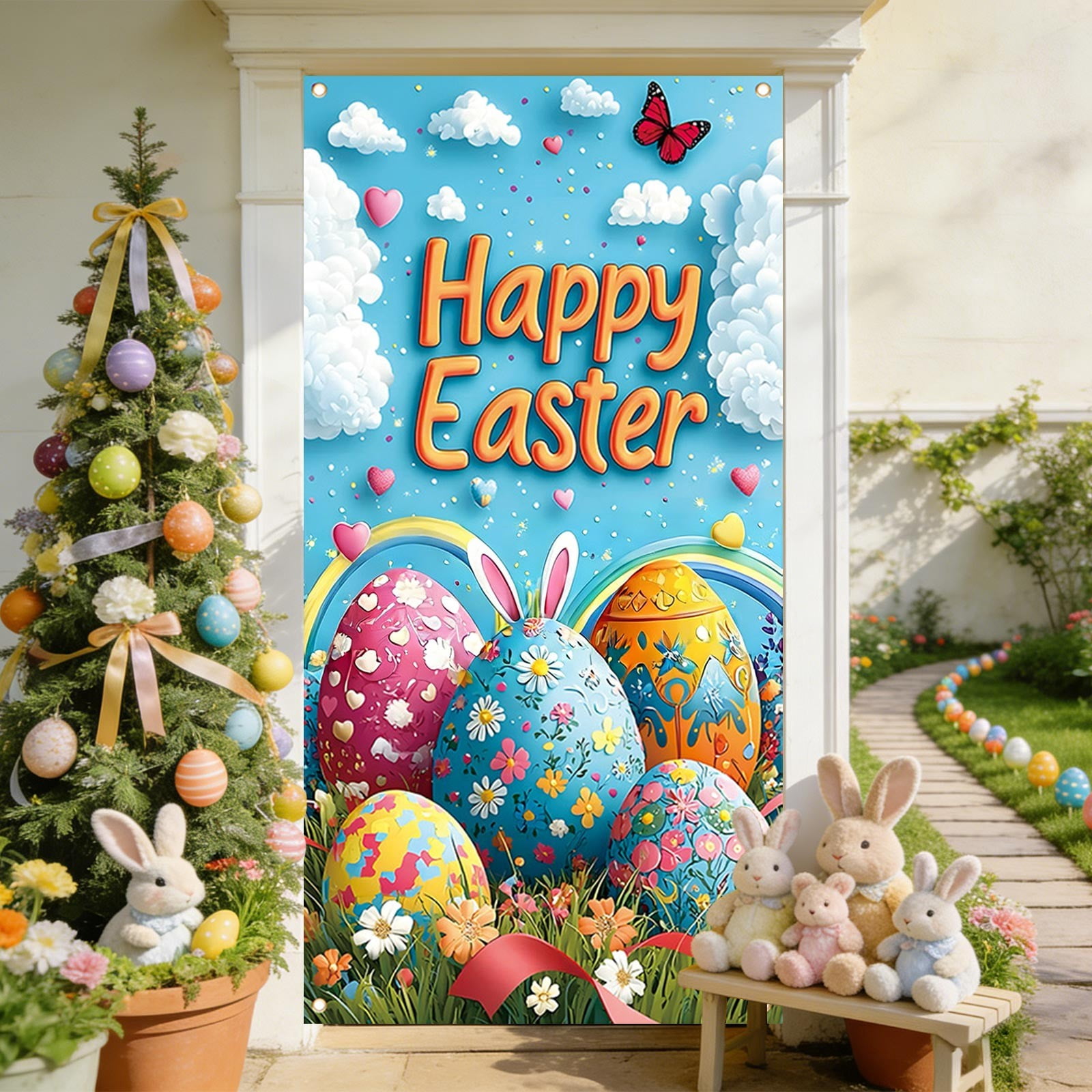 Chanana Spring Easter Door Cover 72x35 Inch Welcome Spring Door Banner ...