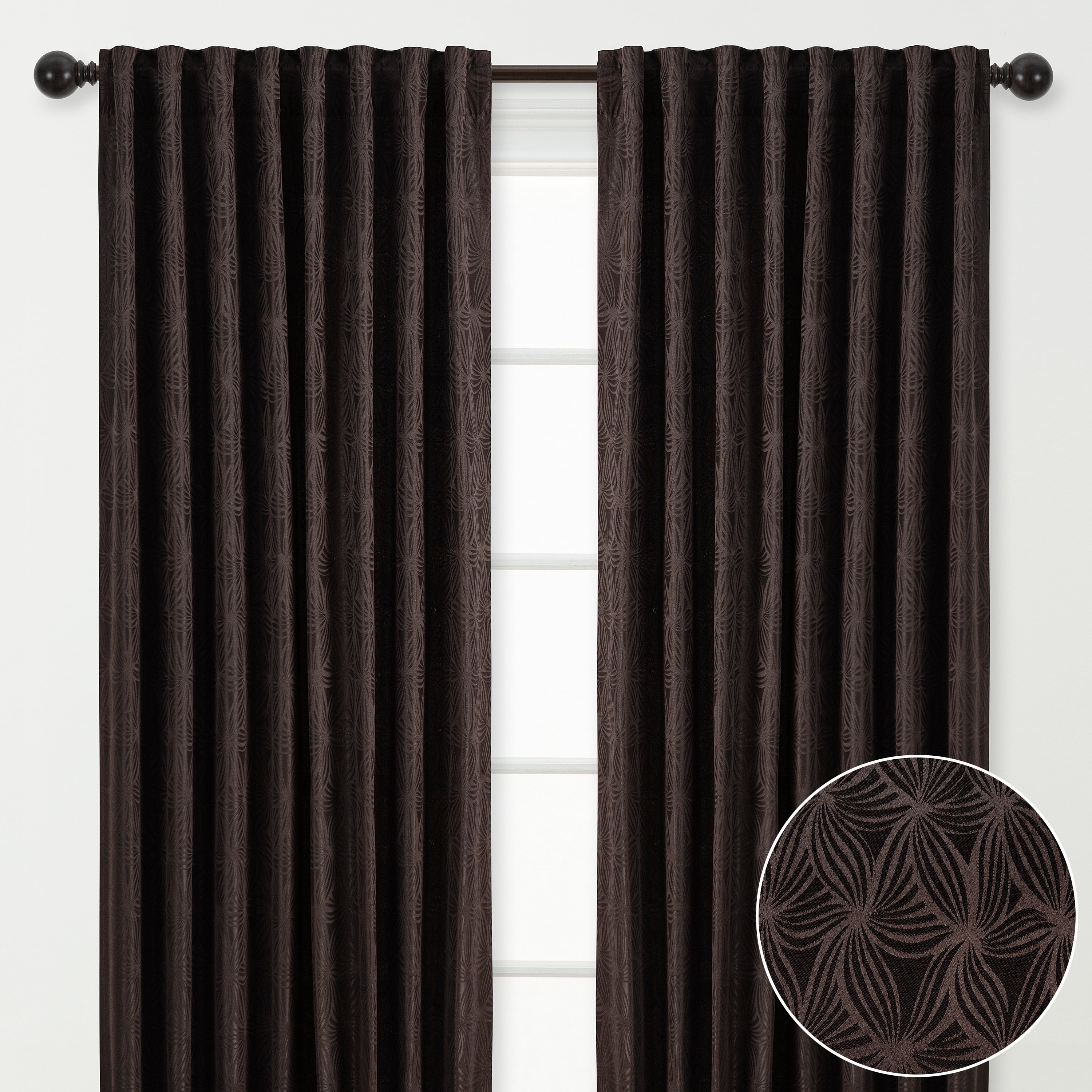 Chanasya 2-Panel Classy Embossed Floral Textured Curtains - Back Tab ...