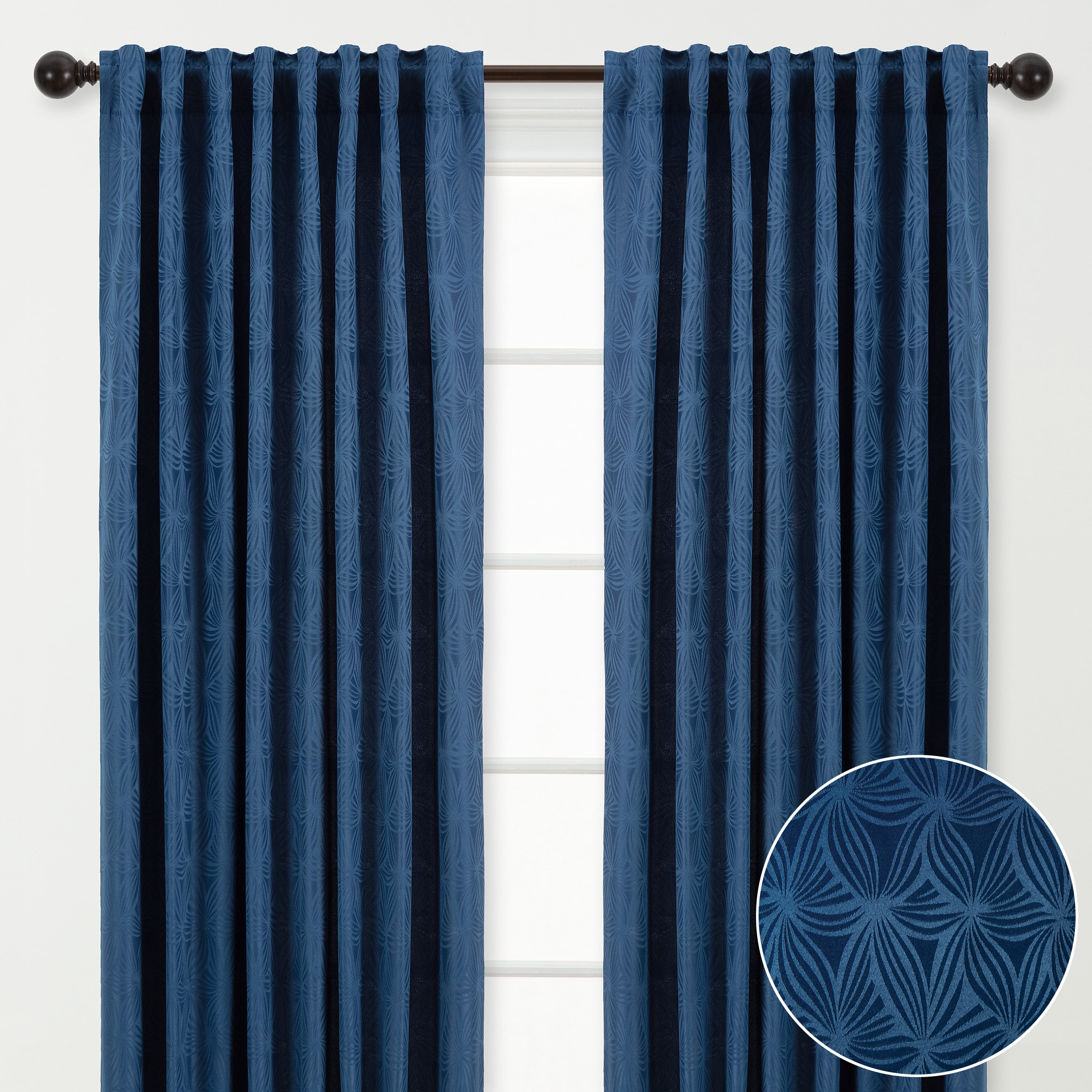 Chanasya 2-Panel Classy Embossed Floral Textured Curtains - Back Tab ...