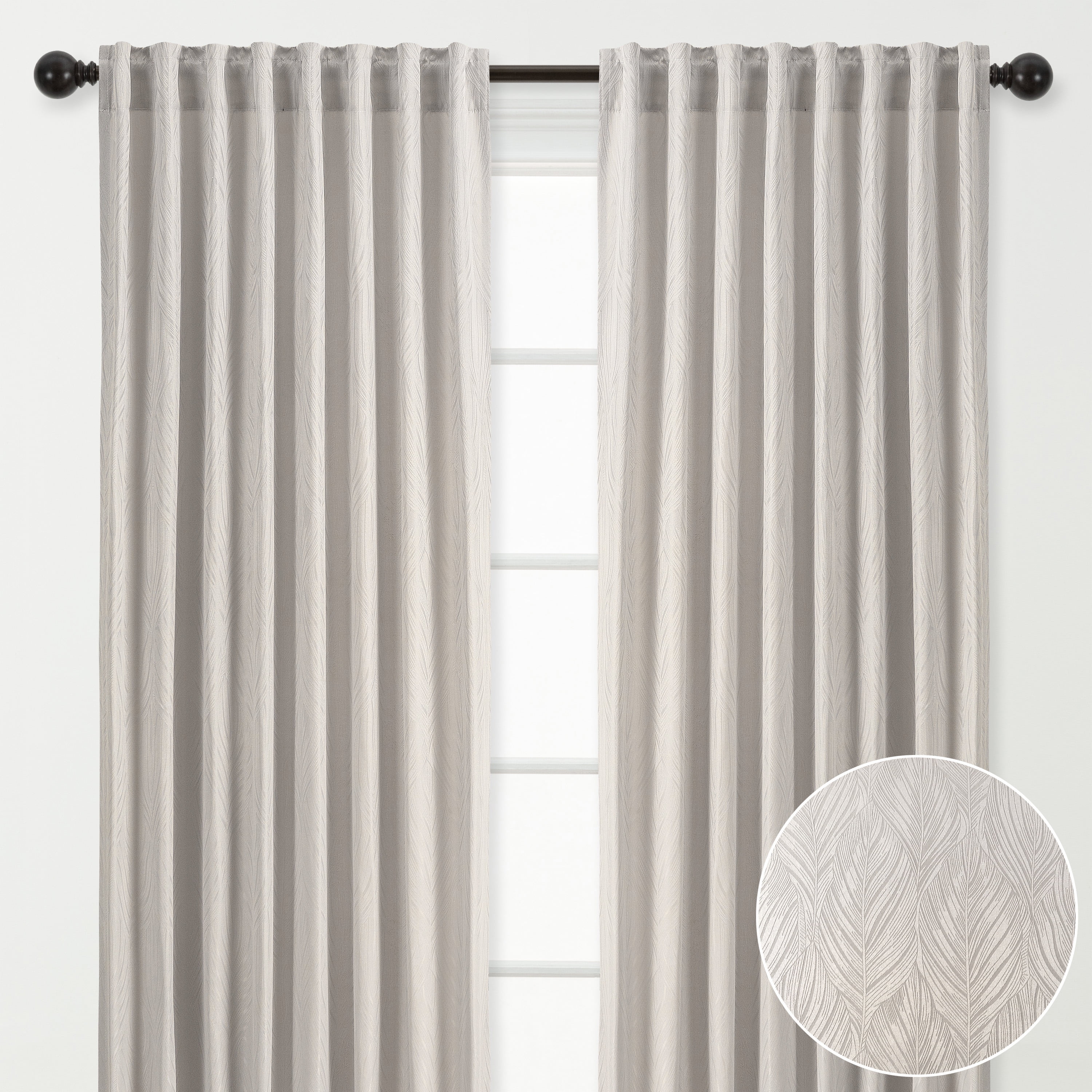 Chanasya 2-Panel Classy Embossed Leaf Textured Curtains - Back Tab ...