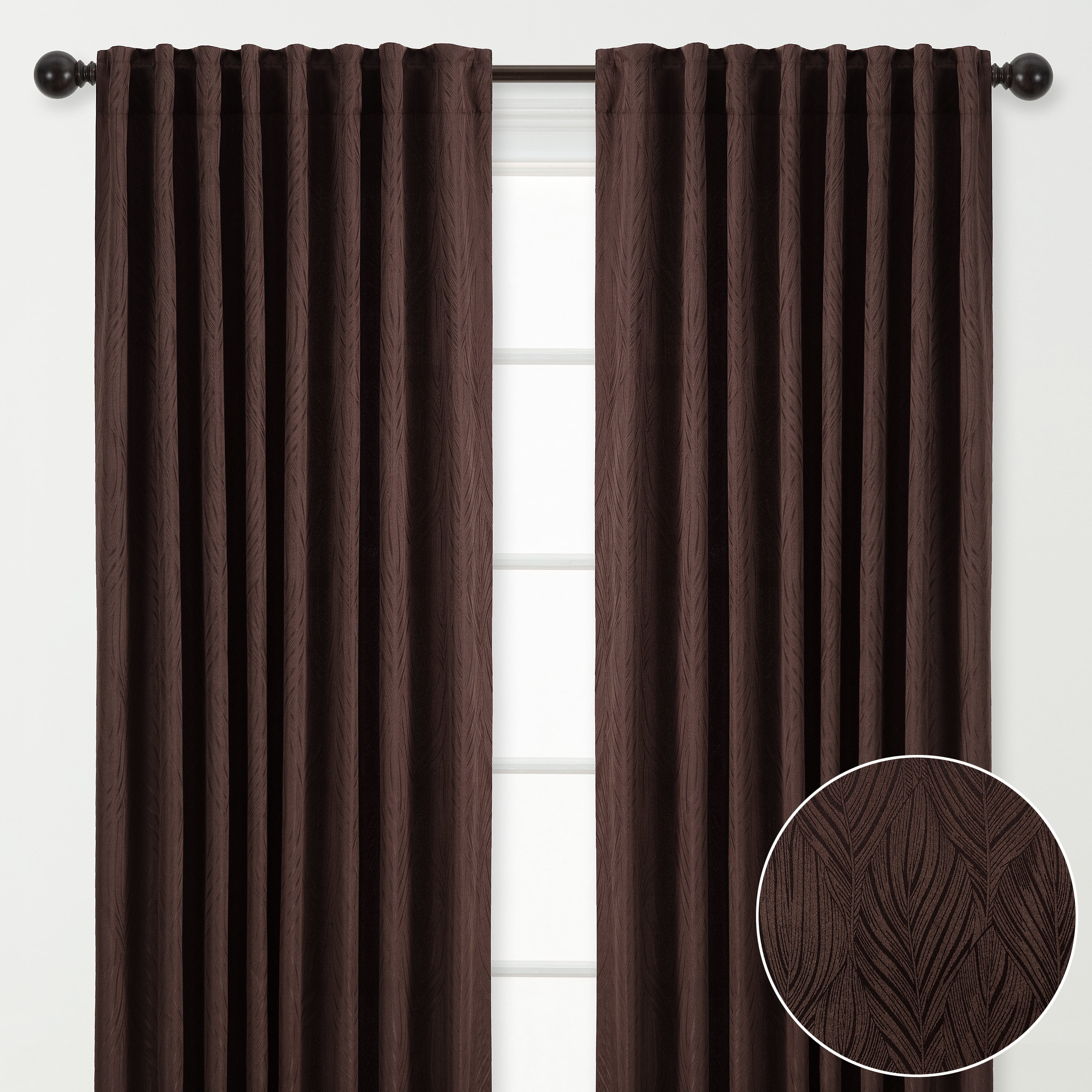 Chanasya 2-Panel Classy Embossed Leaf Textured Curtains - Back Tab ...