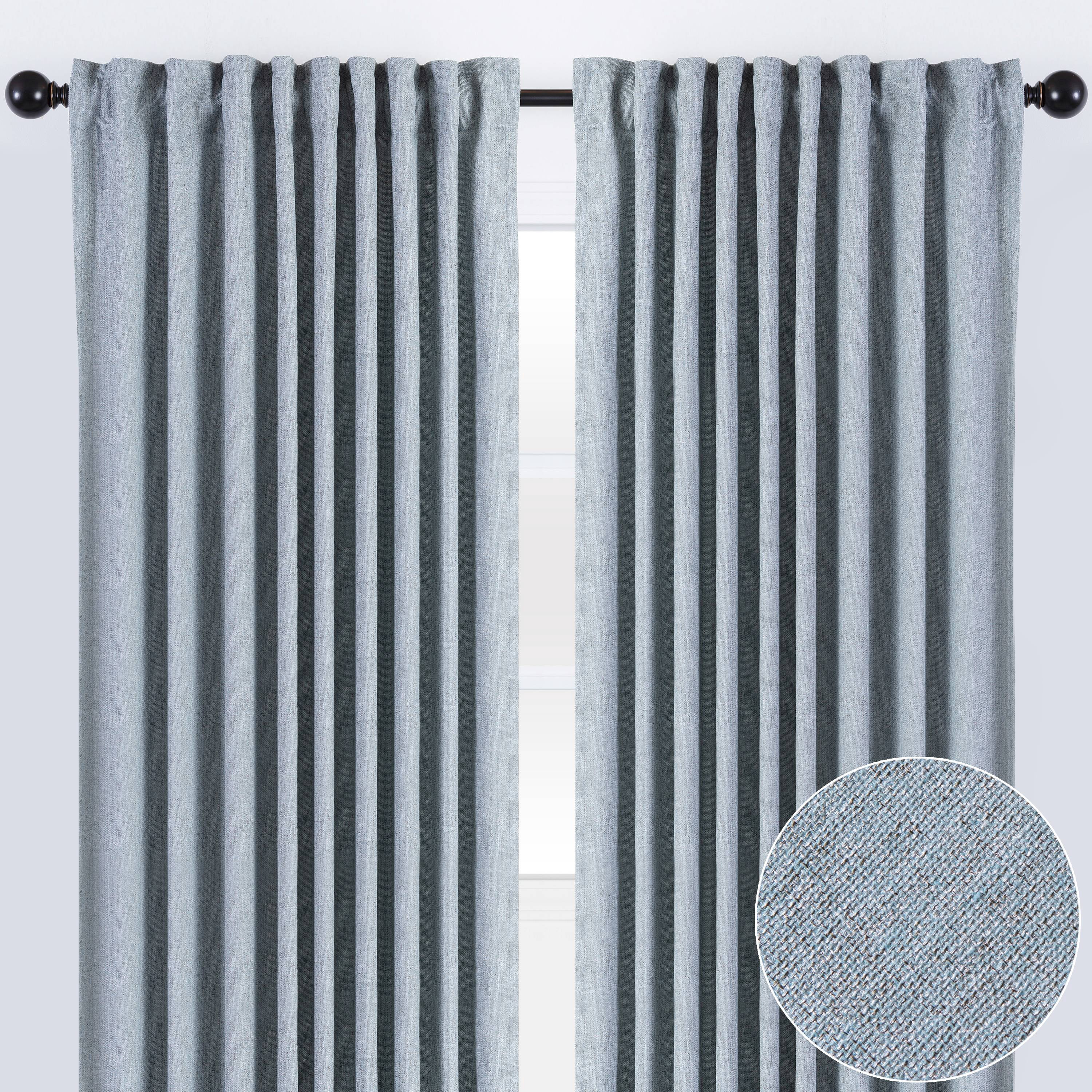 Chanasya 2-Panel Two Color Tone Textured Heavy Curtains - for Windows ...