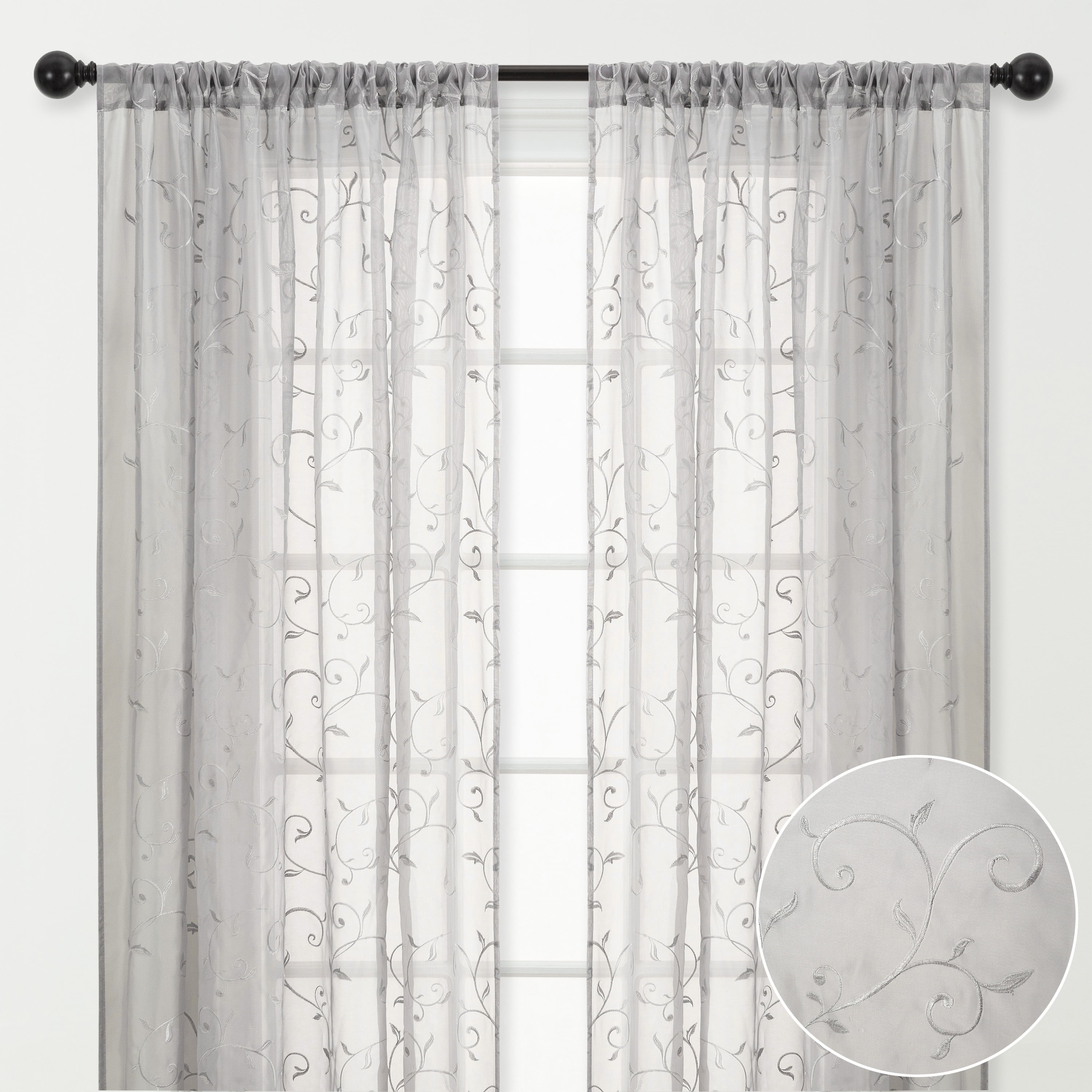 Chanasya Gray Charcoal Sheer Curtains for Living Room - 108 Inch Panels ...