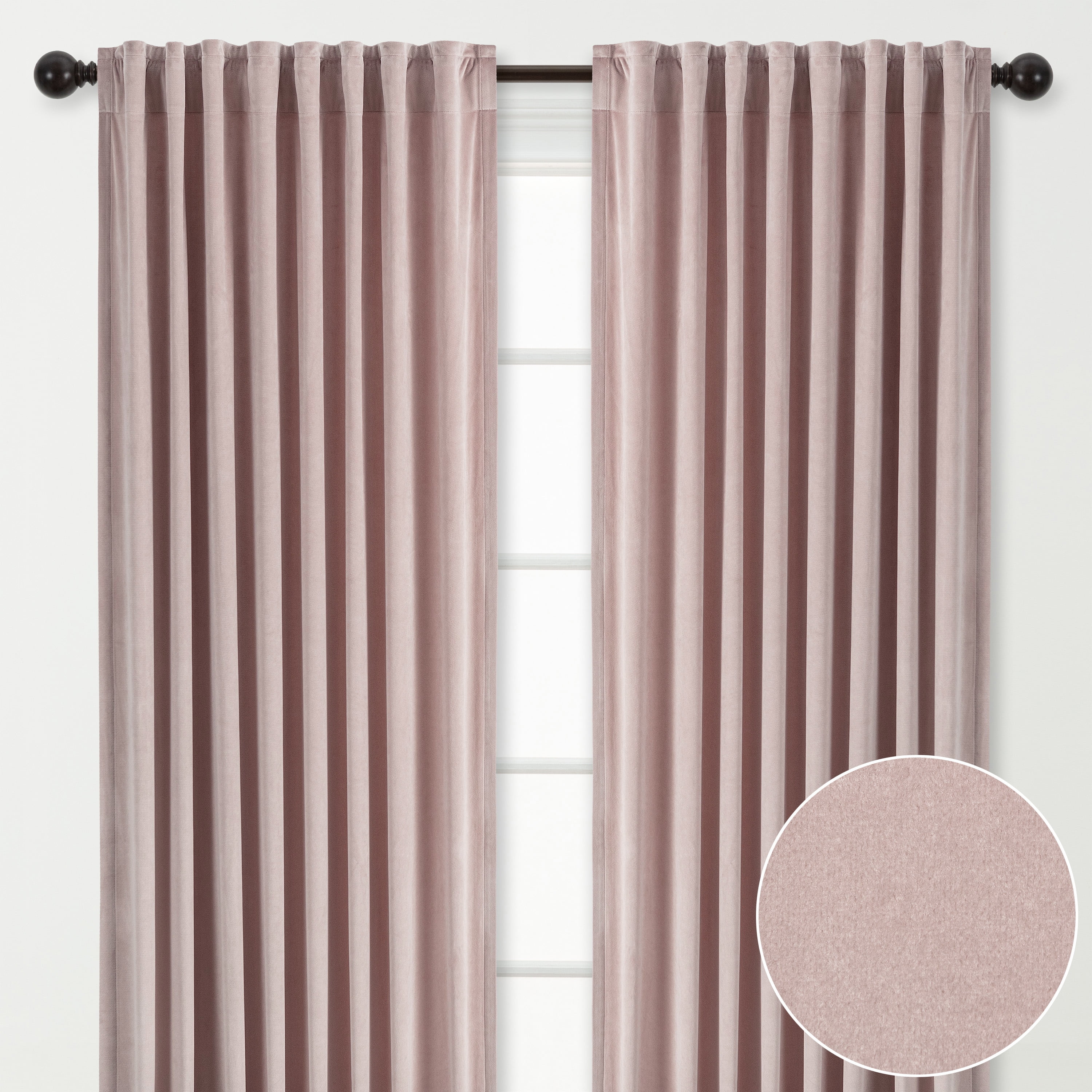 Chanasya Pink Velvet Curtains Panel Set 2 -Piece - Classy Partial ...