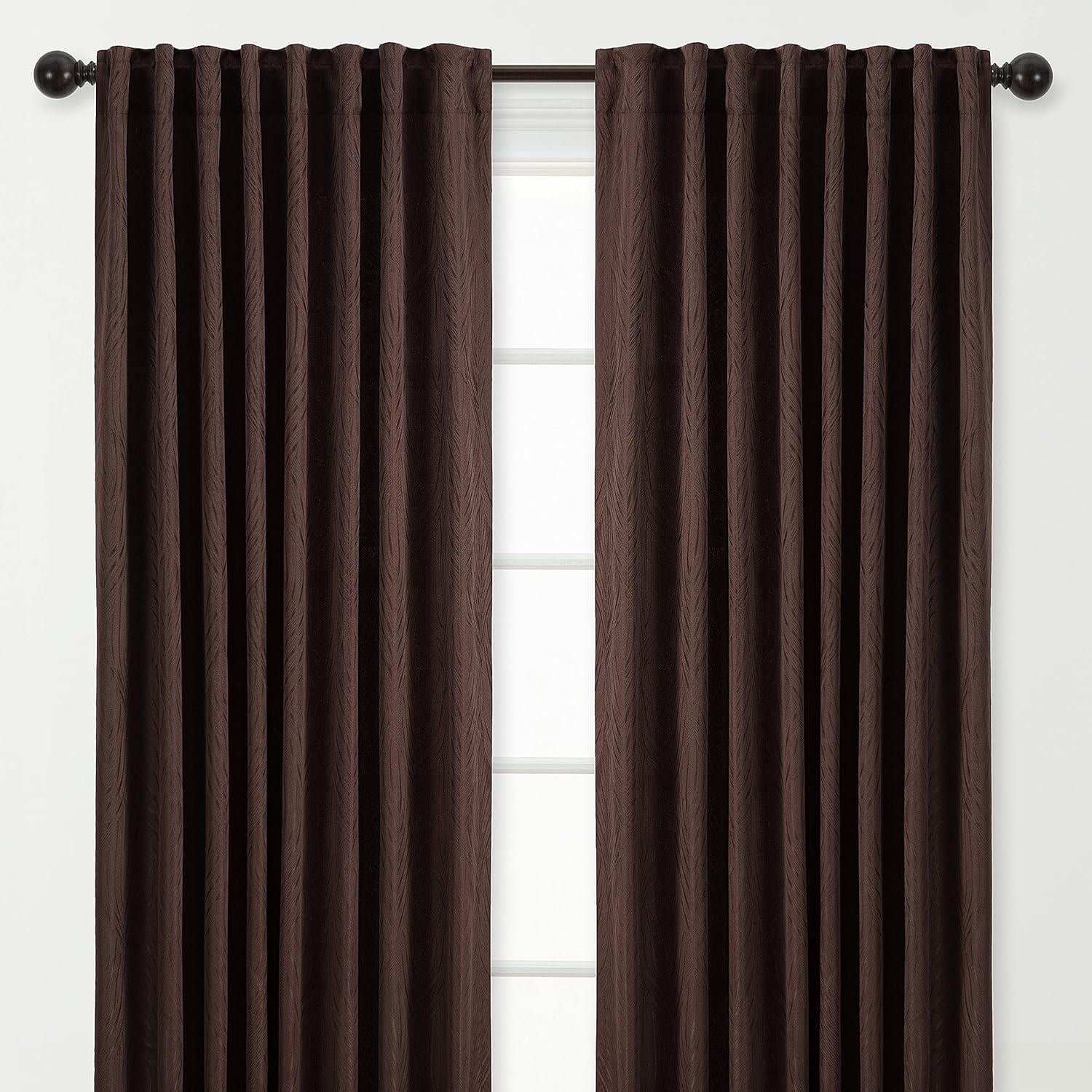 Chanasya Premium 2-Panel Classy Embossed Leaf Textured Curtains - Back ...