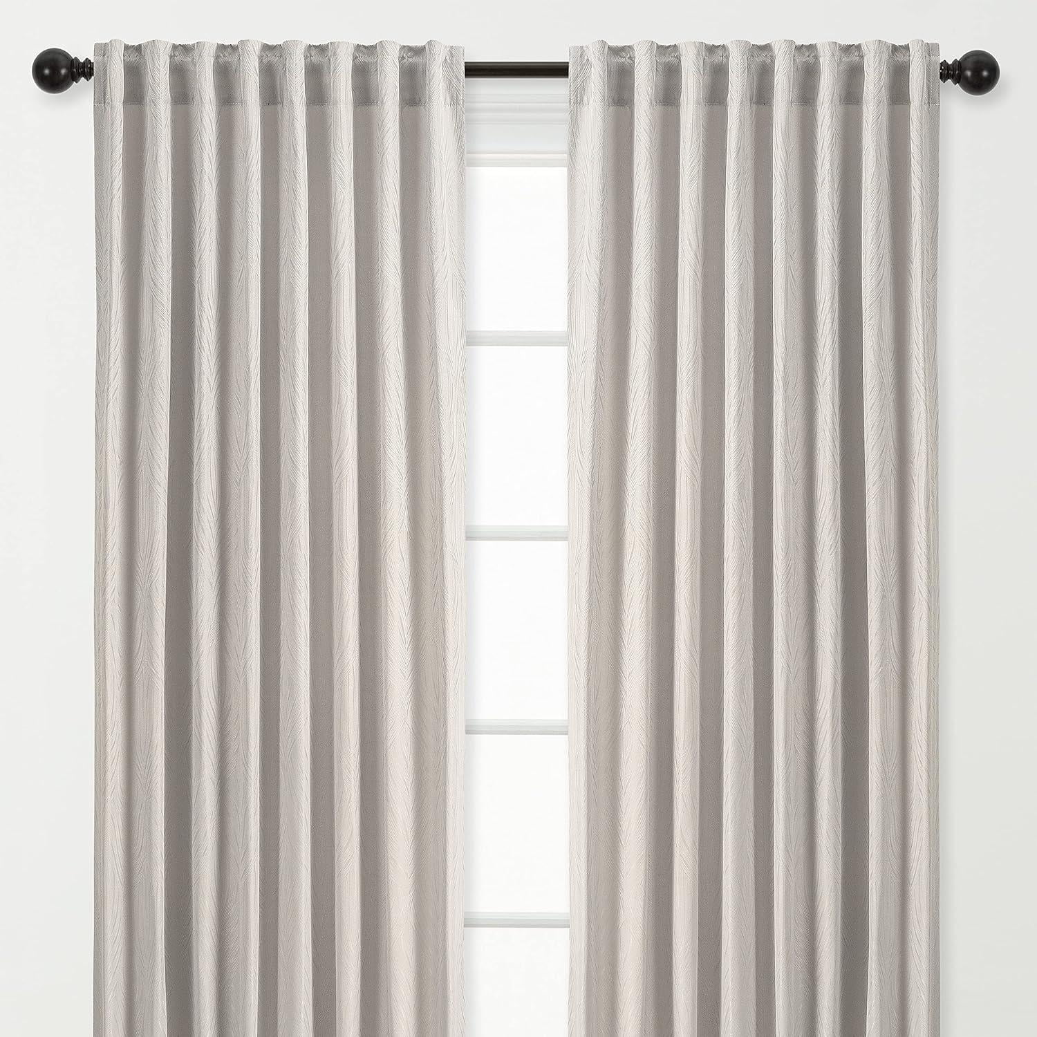 Chanasya Premium 2-Panel Classy Embossed Leaf Textured Curtains - Back ...