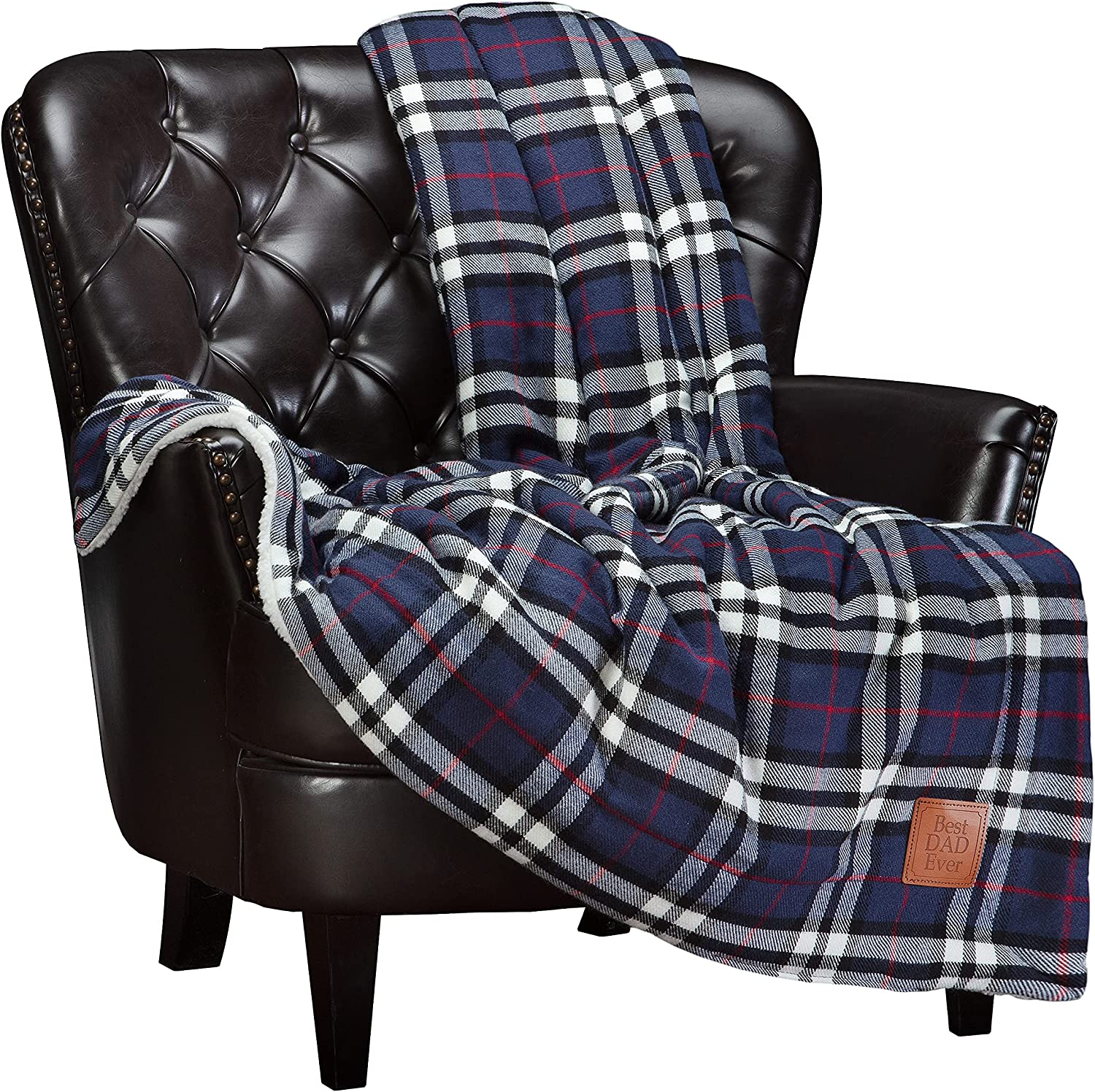 Chanasya Premium Best Dad Sherpa Plaid Throw Blanket - Soft Cozy Plush ...