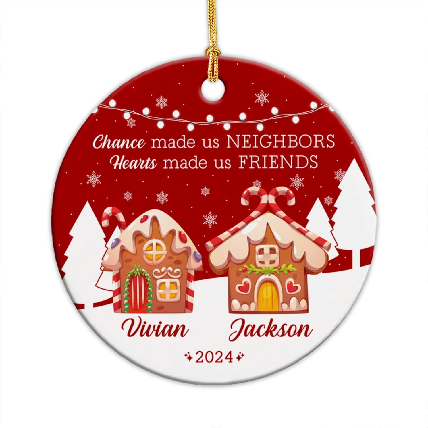 Chance Made Us Neighbors Ceramic Ornament, Personalized Neighbor Gift ...