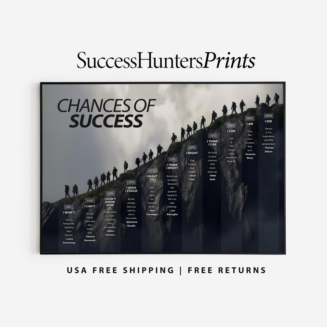 Chances Of Success Motivational Poster Inspiring Quote Inspirational ...