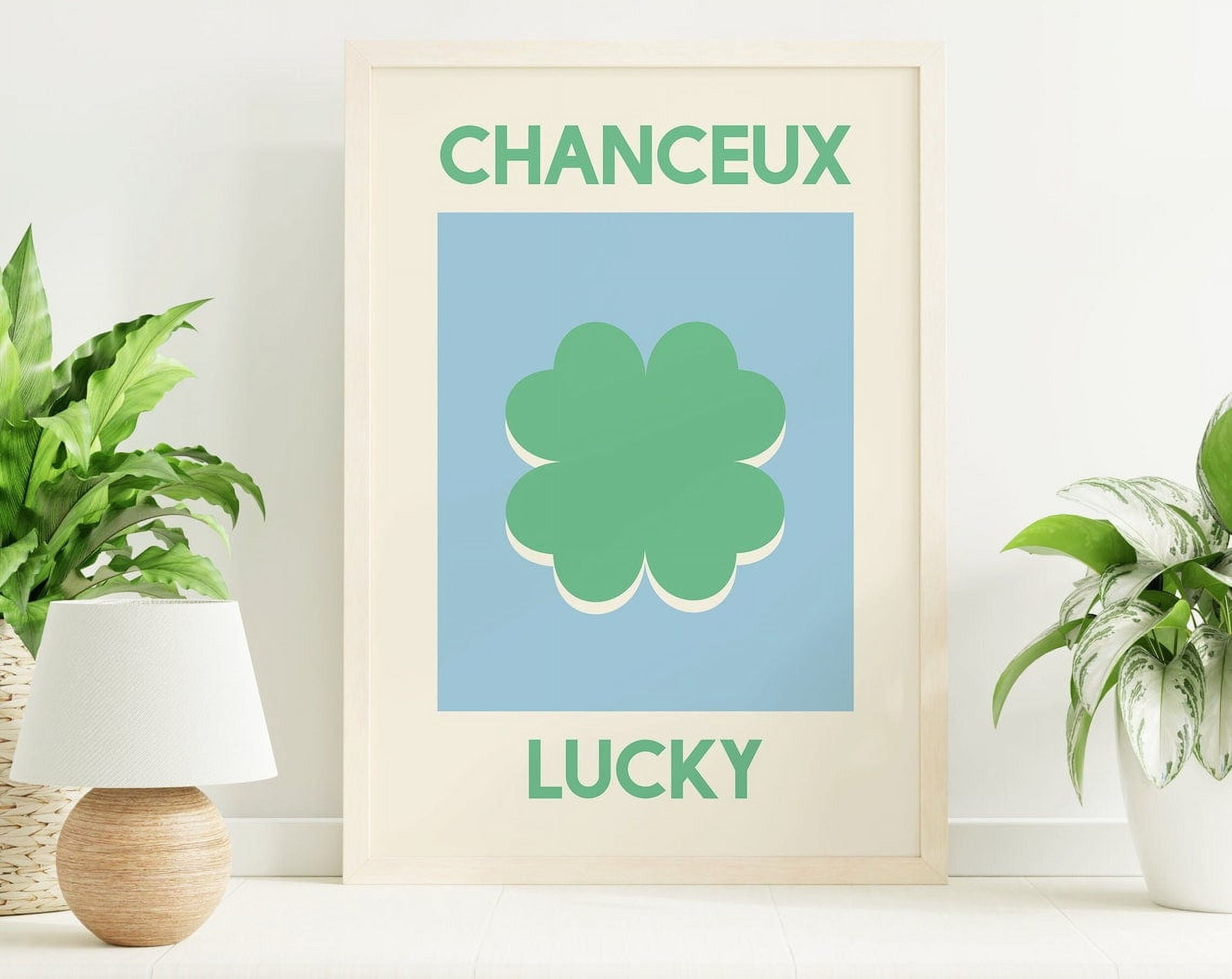 Chanceux Lucky Print, Art, Green Clover Wall Art, St. Patricks Day Wall ...