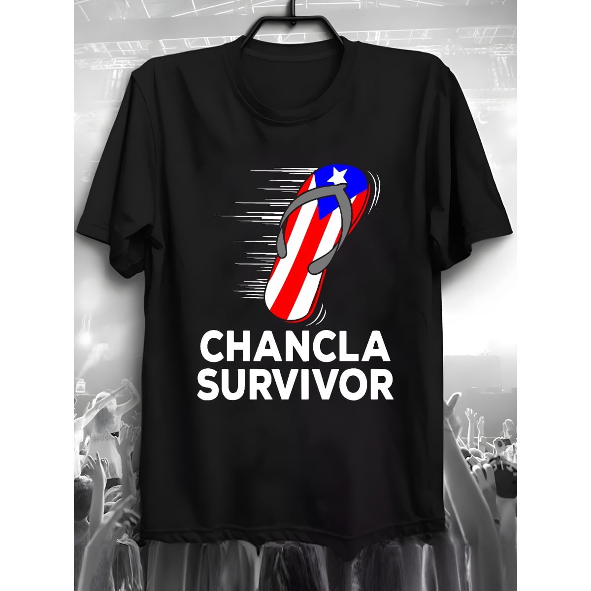 Chancla Slipper Style Short-sleeved T-shirt: White on Black and Red ...