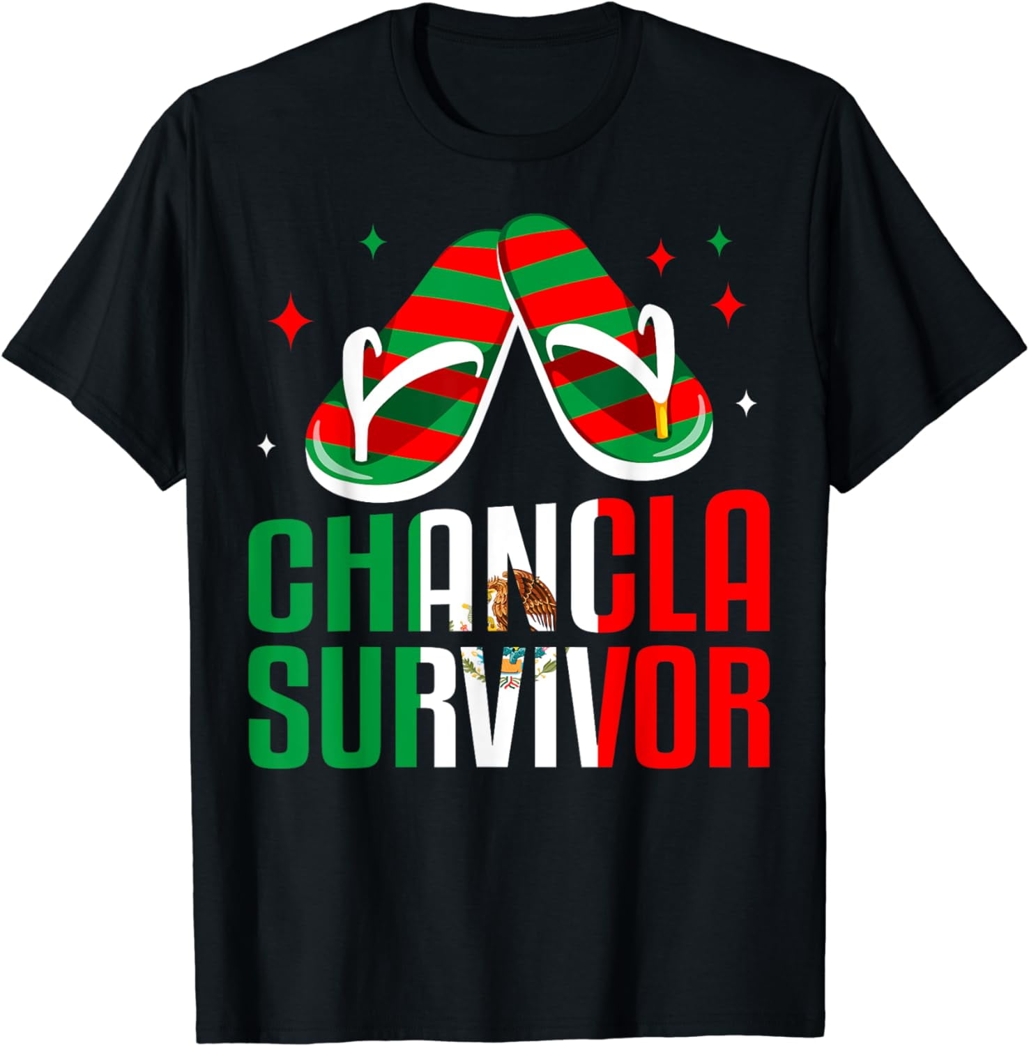 Chancla Survivor La Chancla Mexican Mexico Flag Cotton T-Shirt ...