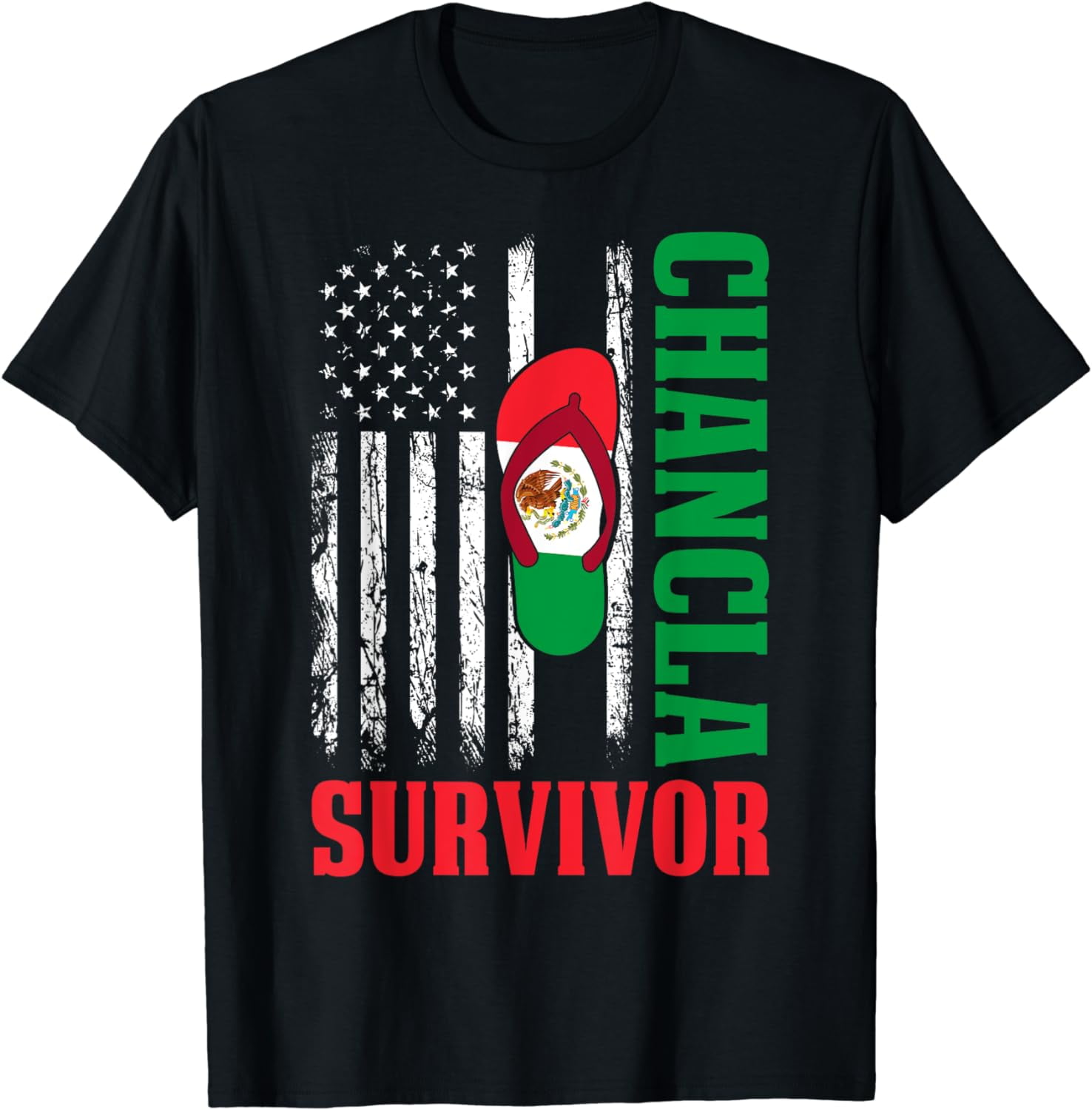 Chancla Survivor La Chancla Mexican USA Flag T-Shirt - Walmart.com
