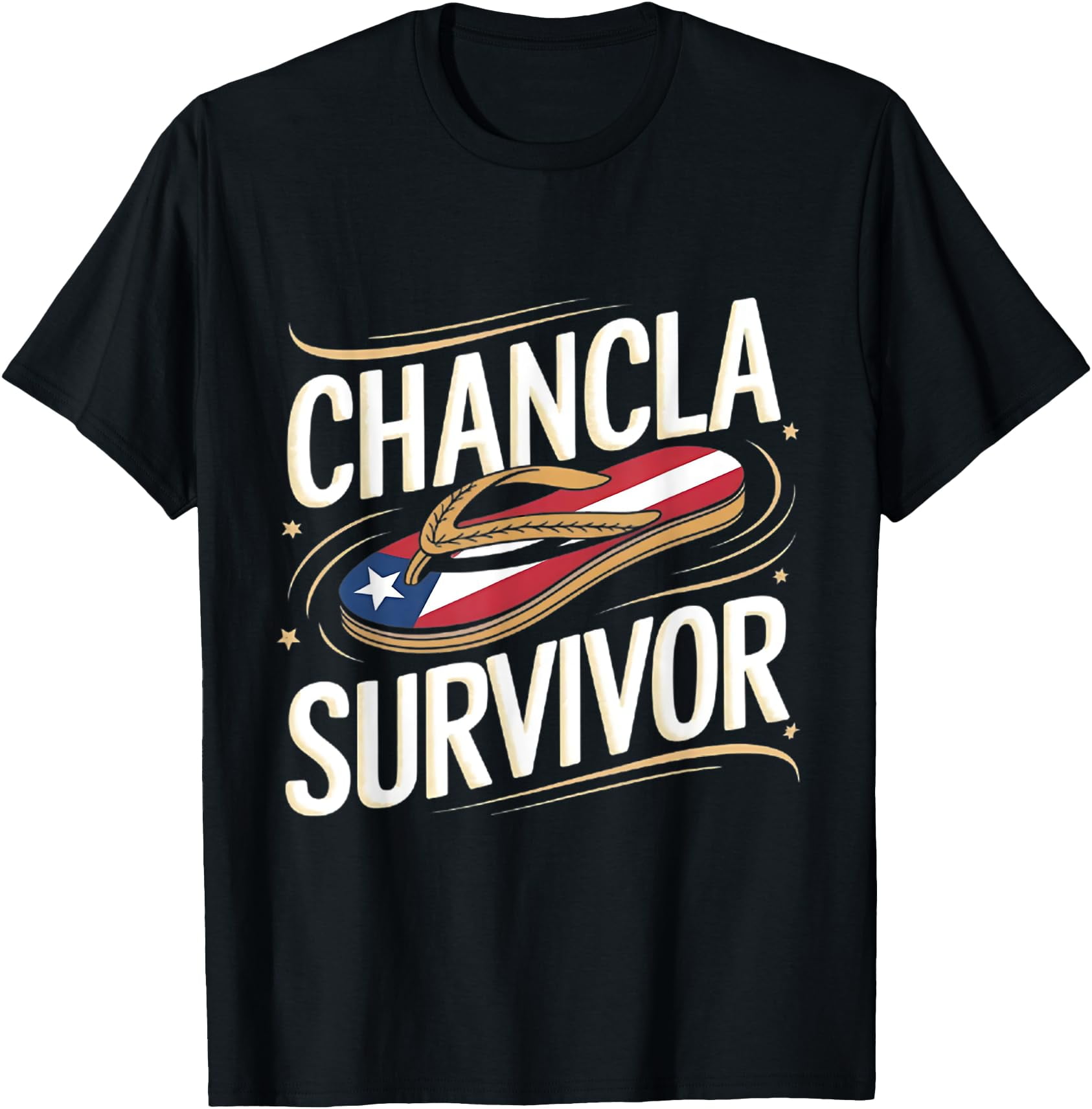 Chancla Survivor Puerto Rican Puerto Rico Funny Spanish Joke T-Shirt ...