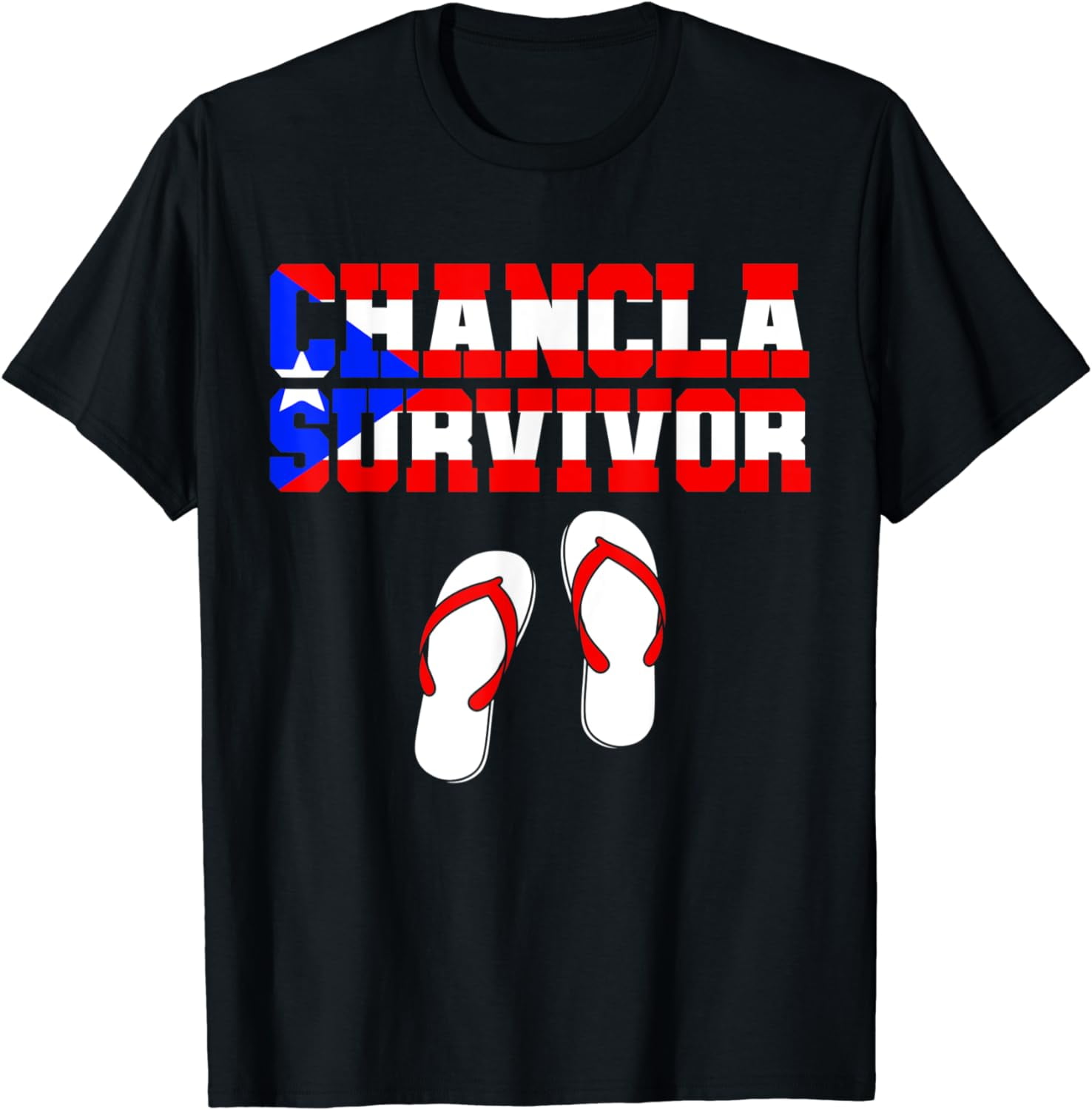 Chancla Survivor Puerto Rico Funny Spanish Joke Gift Cotton T-Shirt ...