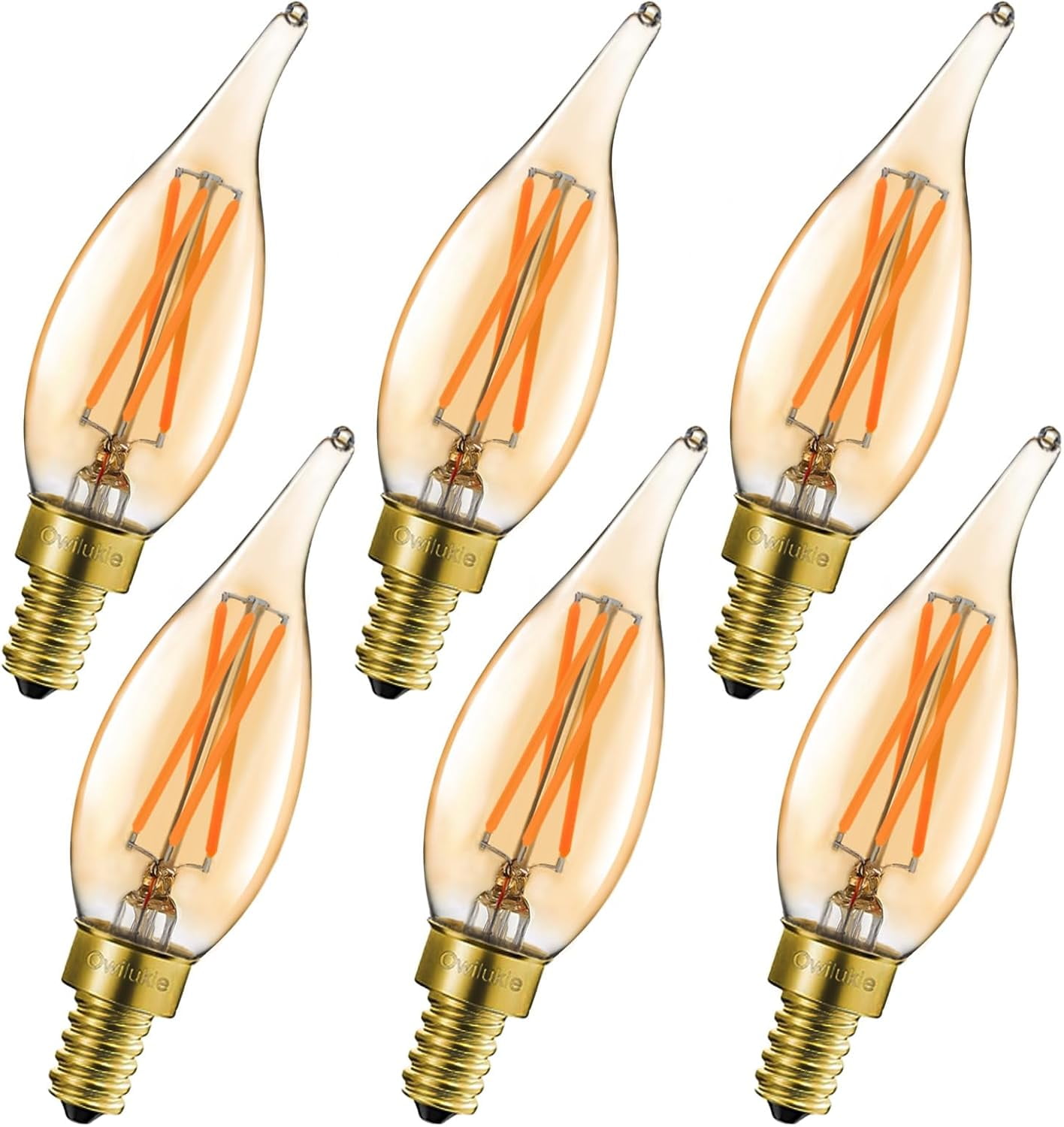 Chandelier Amber Light Bulbs 4W (40W Equivalent), Amber Candelabra ...