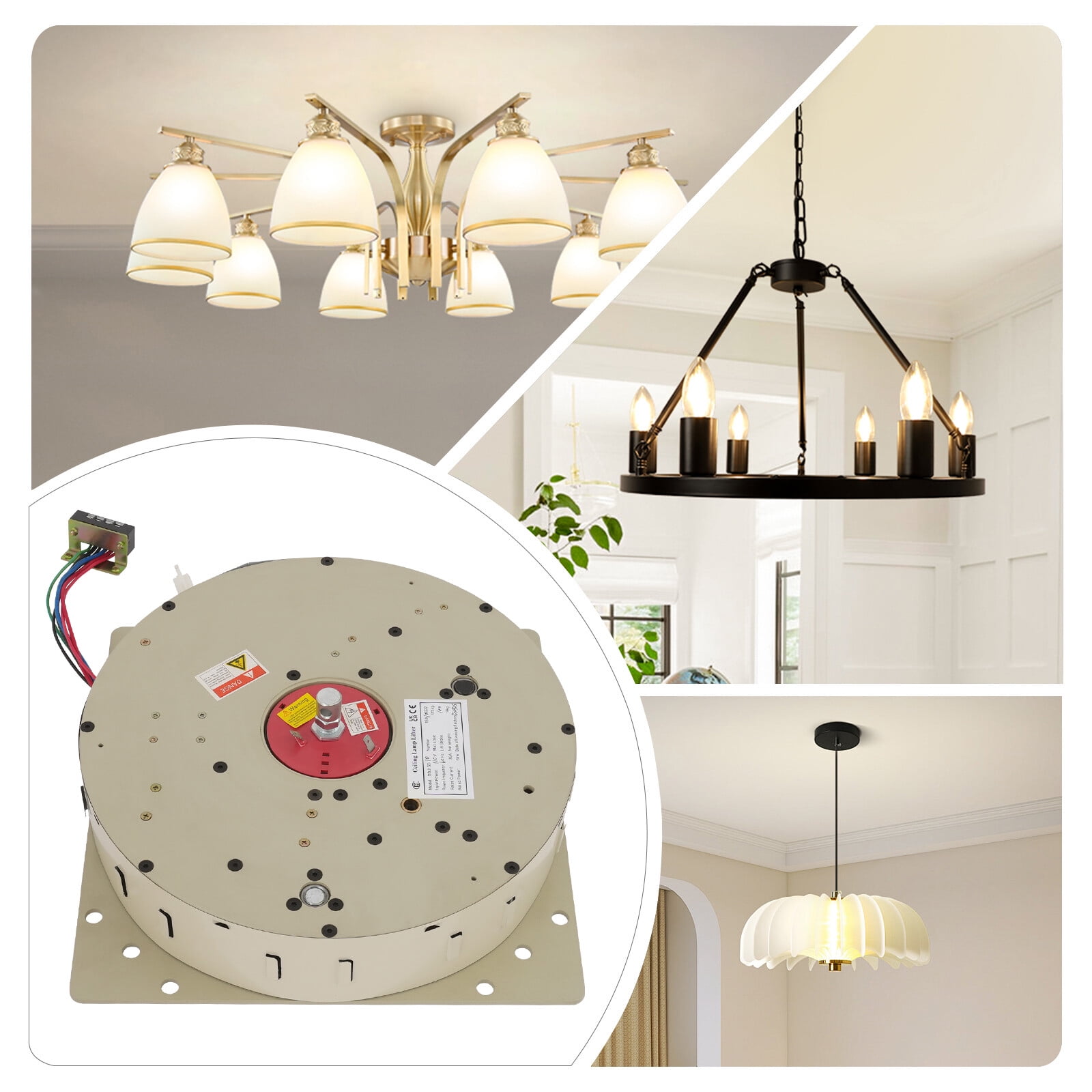 Chandelier Hoist Lifter Mechanism with Wireless Remote Control Wall ...