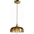 Chandelier kitchen island: Amber glass hanging light fixture with ...