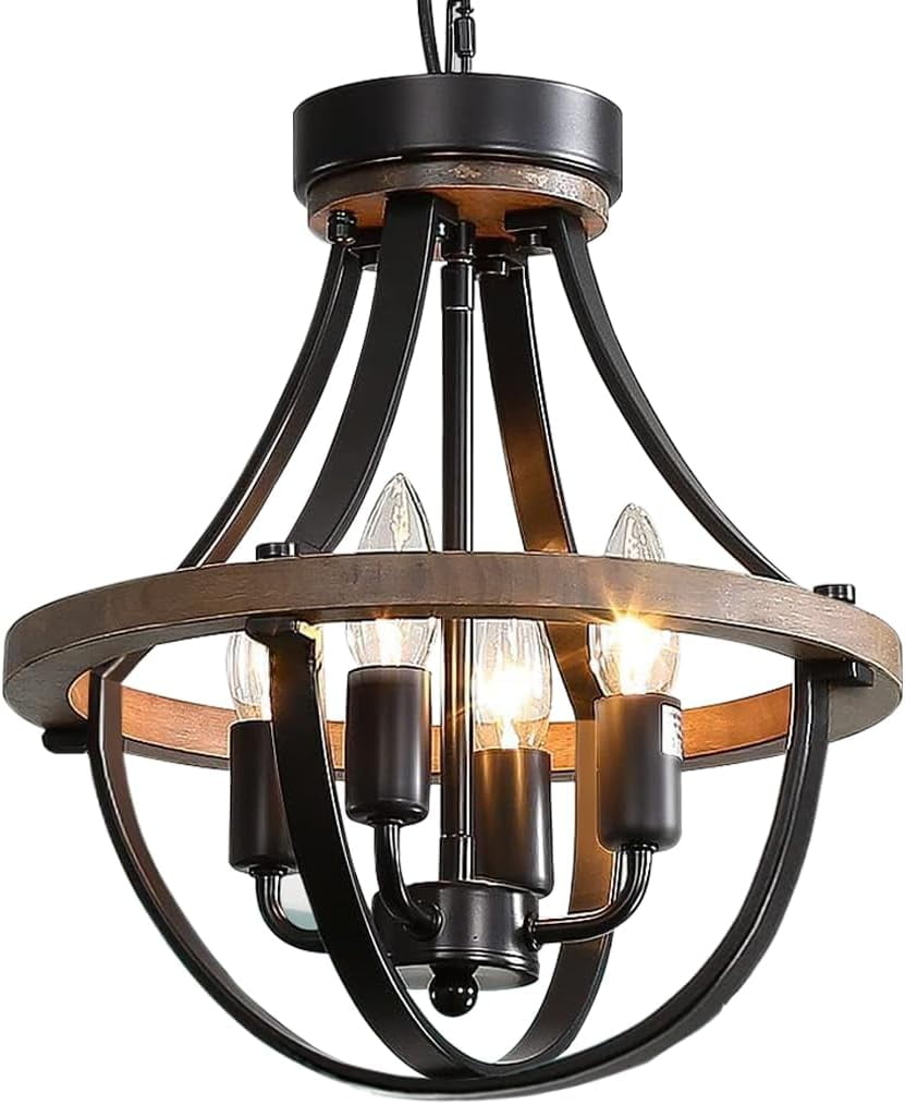 Chandeliers，Farmhouse Ceiling Chandelier Wood Black Modern Rustic ...