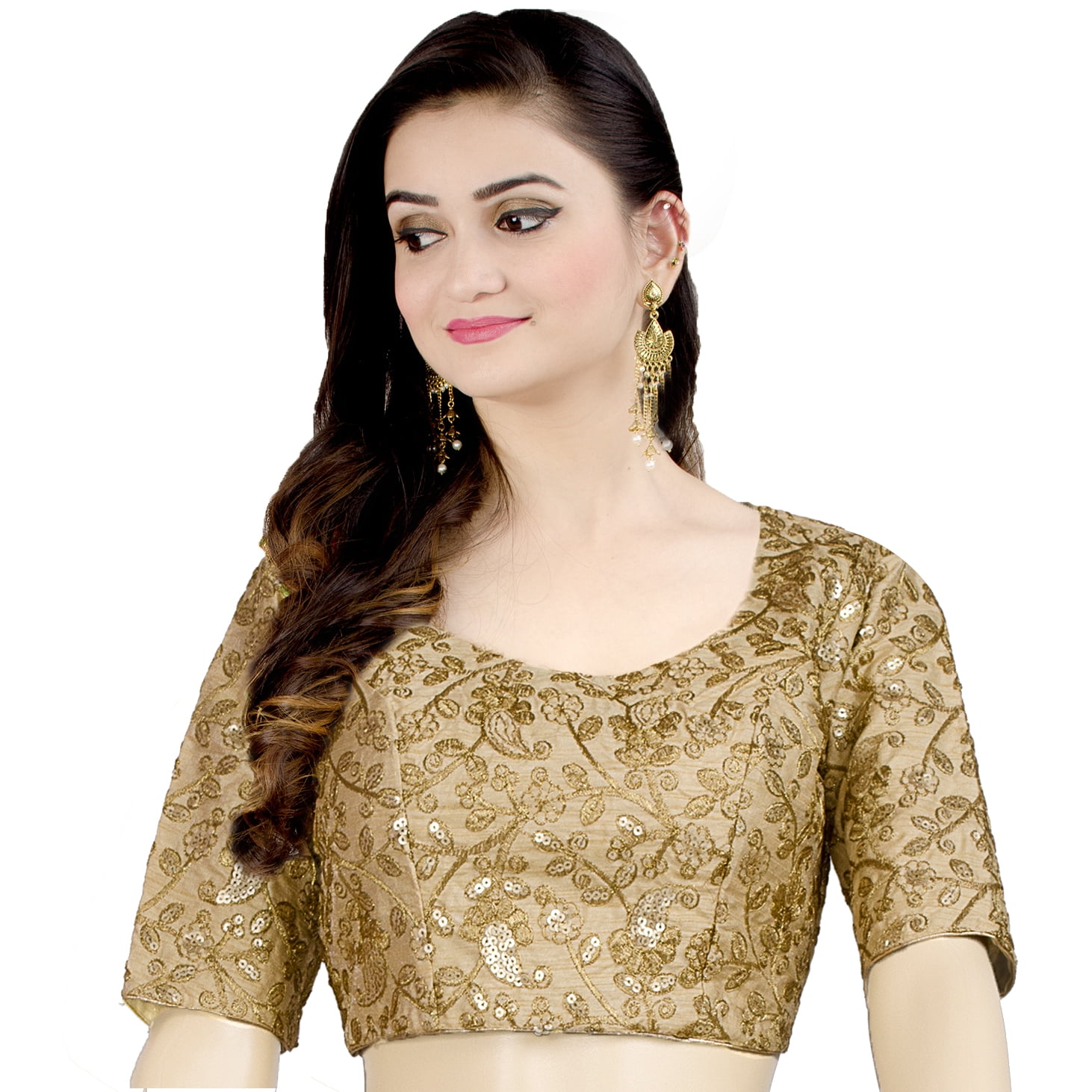 Chandrakala Women's Readymade Non Padded Full Embroidery Art Silk ...