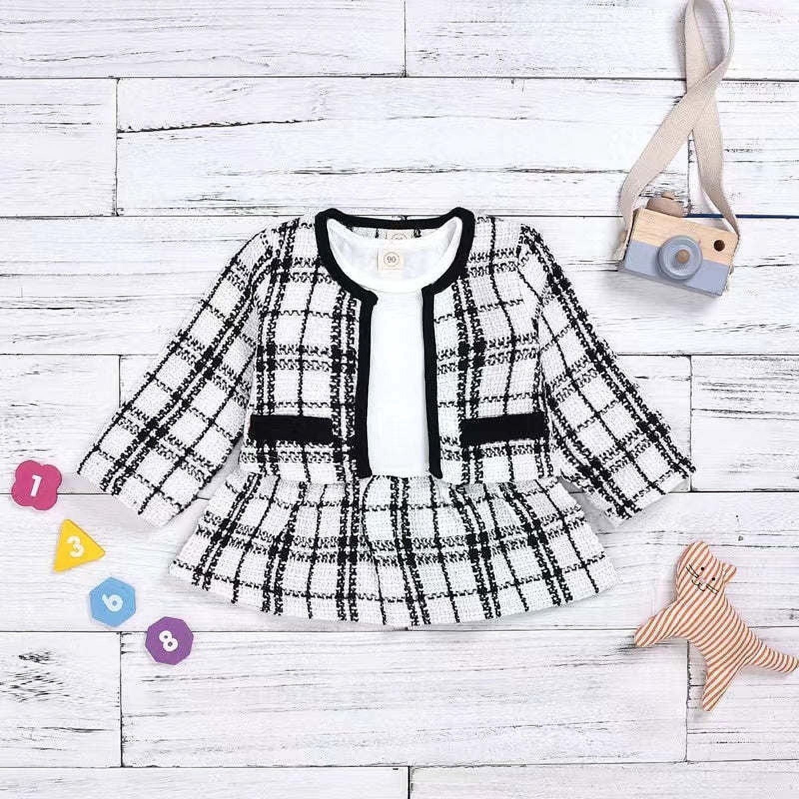Chanel Baby Girl Dress Combo with Plaid Pattern Coat - Style Your ...