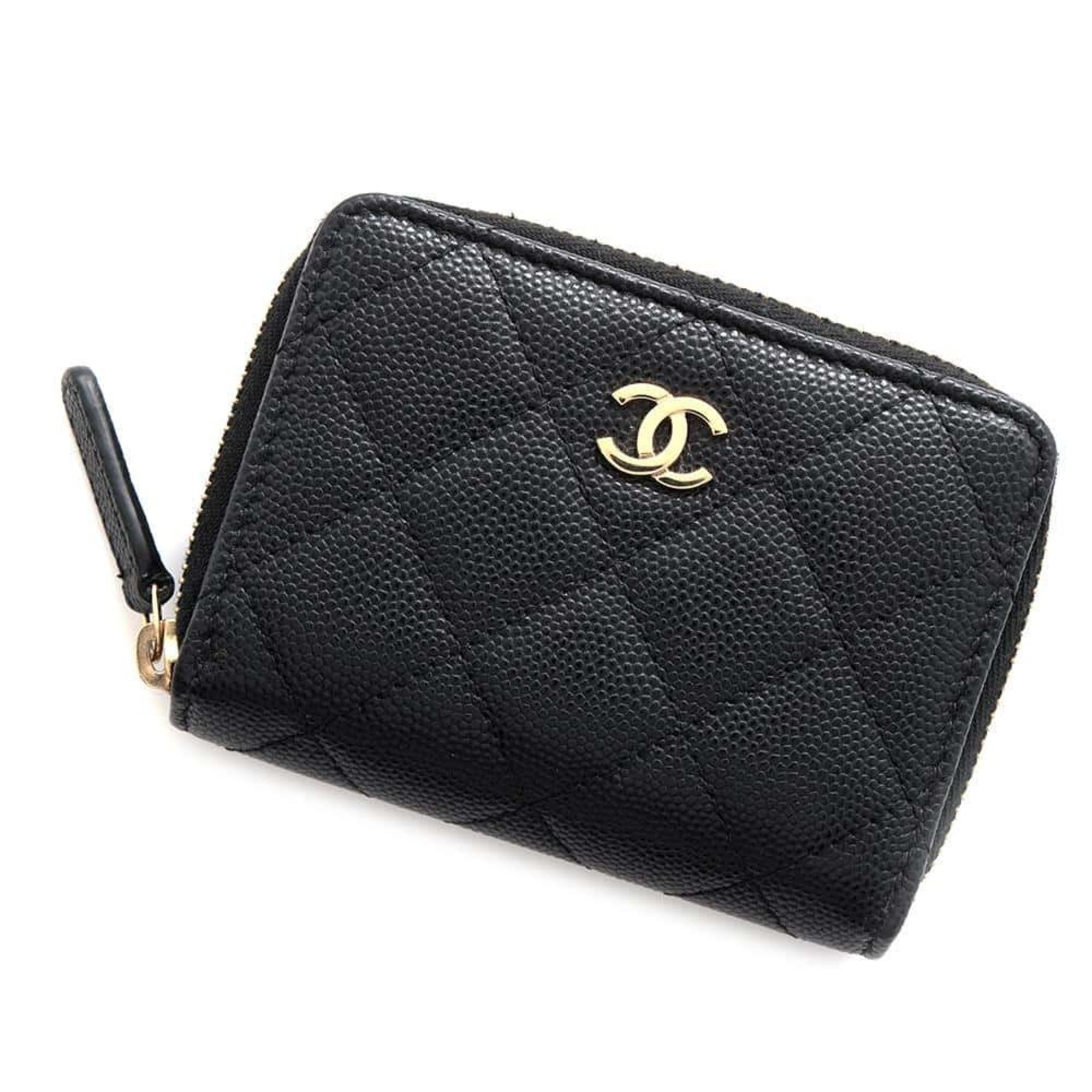Pre-Owned Chanel Bi-fold Wallet/Coin Case Matelasse Coco Mark Caviar ...